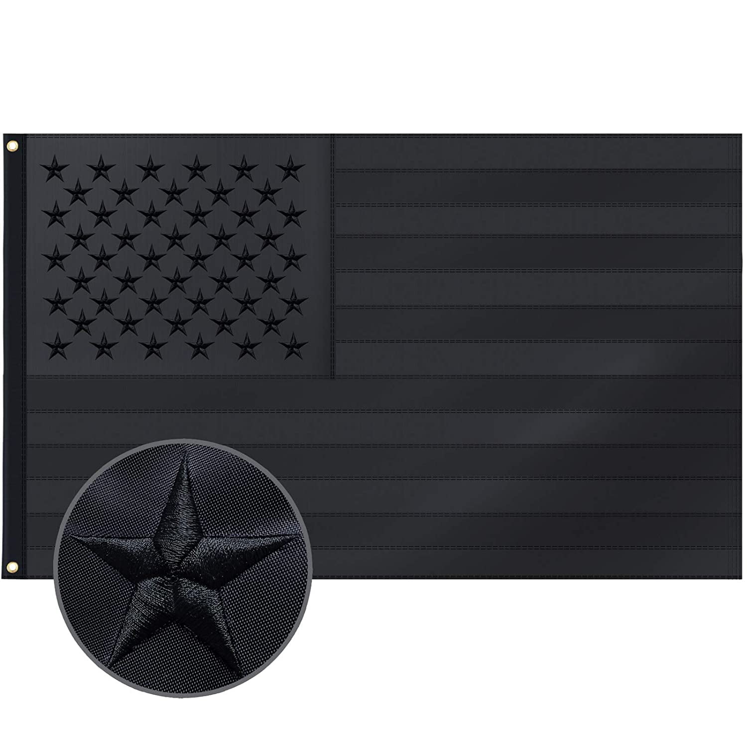 TOPFLAGS All Black American Flag 3x5 Ft US Flag, Embroidered Stars ...