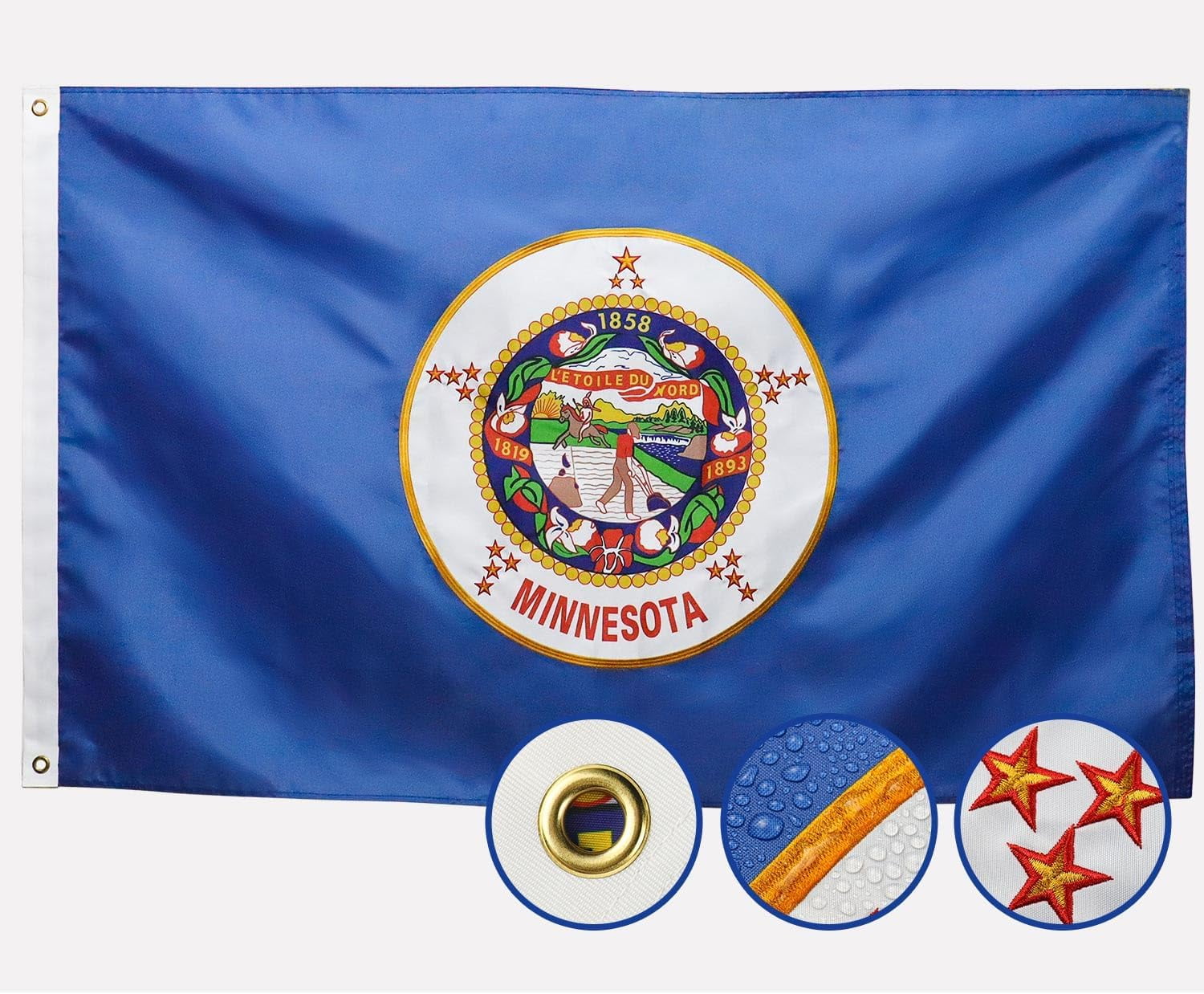 TOPFLAGS Double Sided Minnesota State Flag 3x5 ft, The Longest Lasting ...