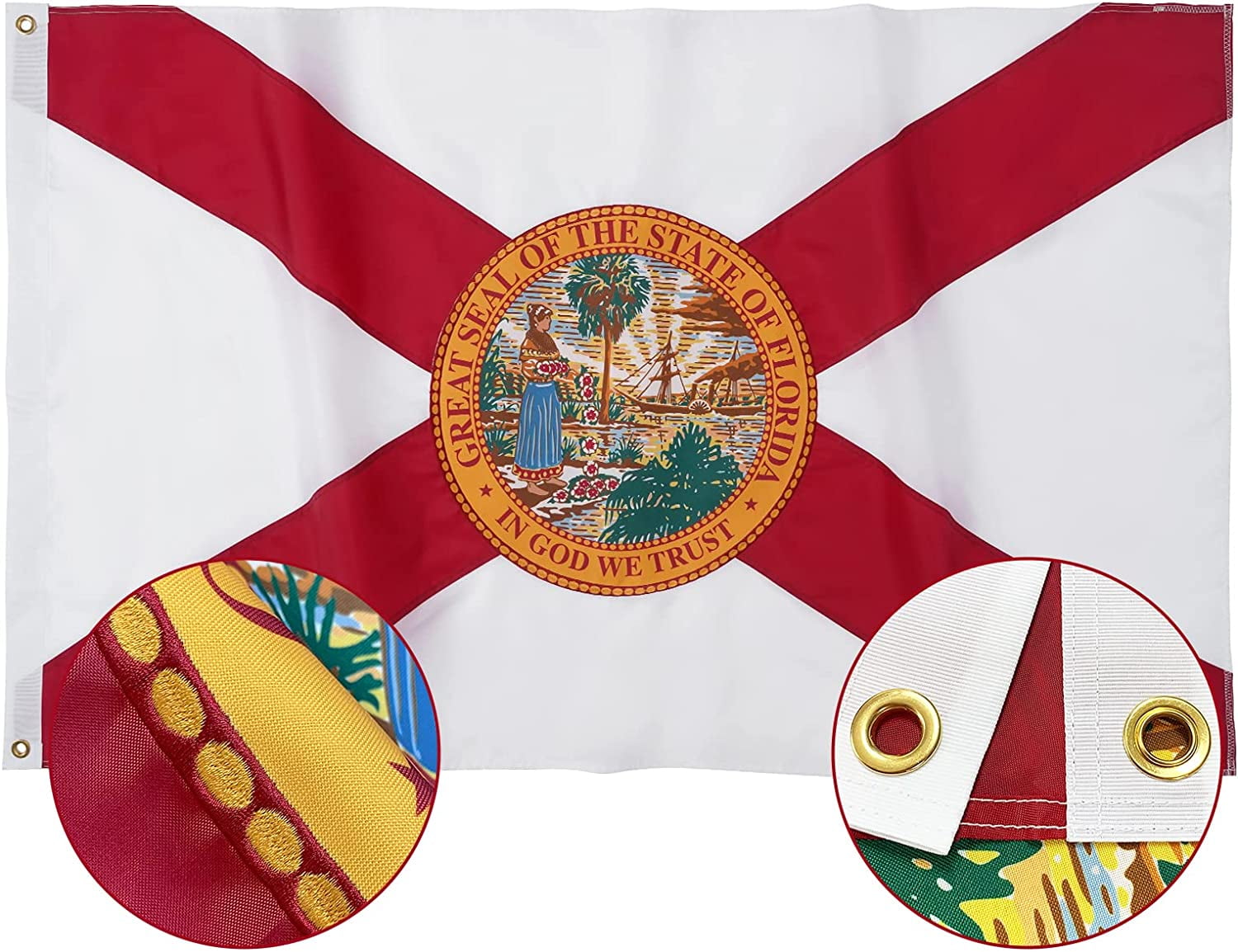 TOPFLAGS Florida Flag 4x6 Feet - Double sided, Embroidery Stitching ...