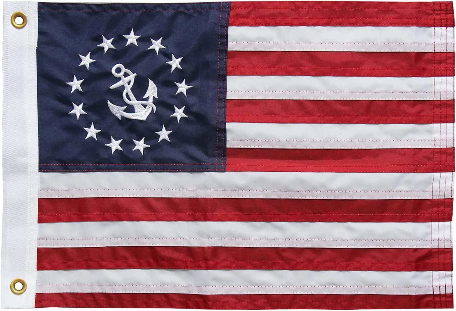 TOPFLAGS US Yacht Ensign Sewn Boat Flag 16x24 Inch - Embroidered Stars ...