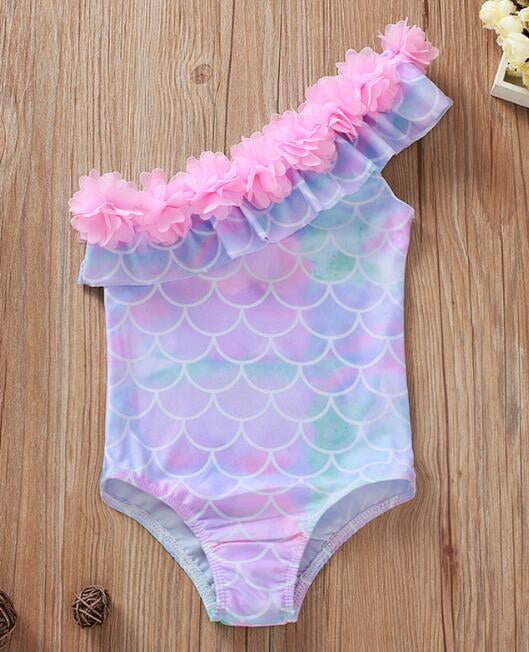 TOPGOD 1-5years Baby Girls Bodysuit Swimsuit Sleeveless Fish Scale ...