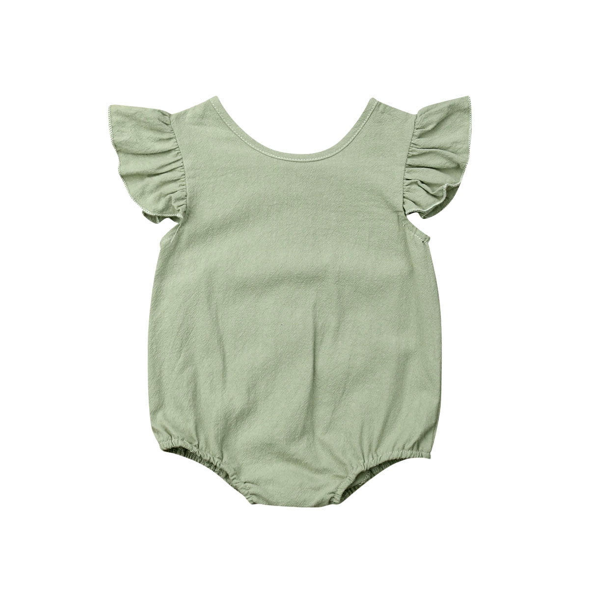 TOPGOD Baby Girl Ruffled Flying Sleeve Bodysuit Back Button Romper ...
