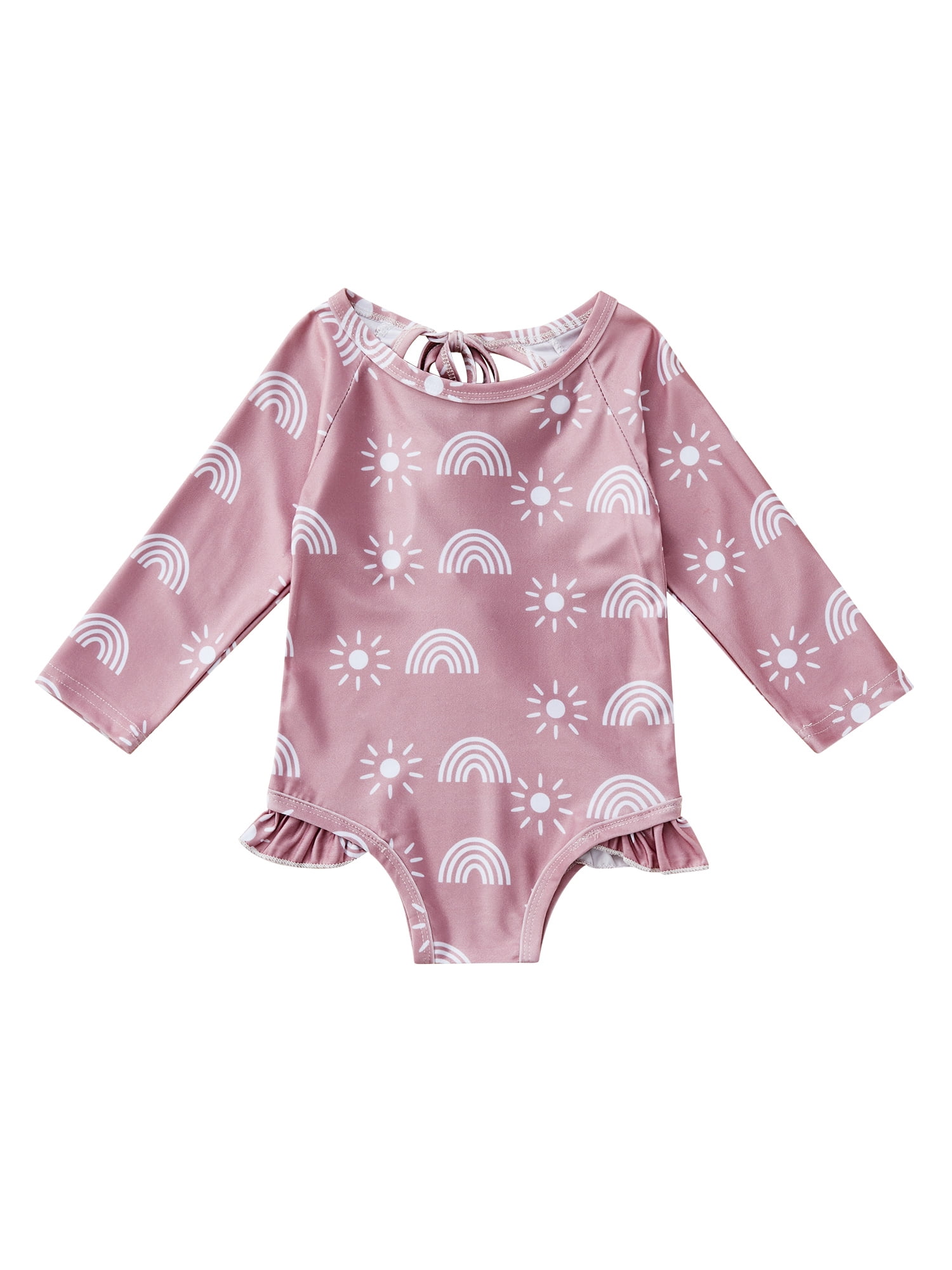 TOPGOD Baby Girls One Piece Swimsuit Zip Rash Guard Swimwear Ruffled ...