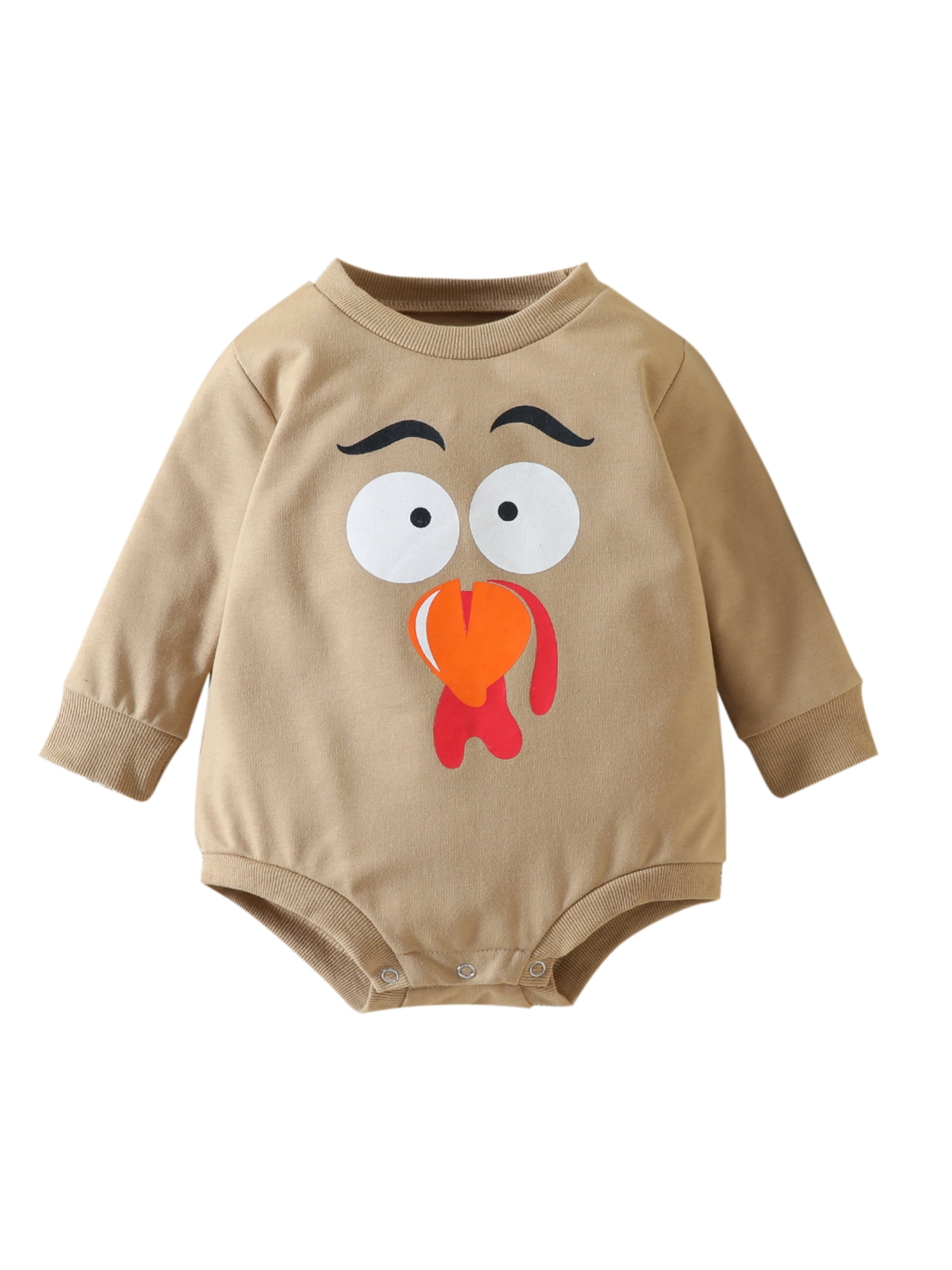 TOPGOD Baby Romper, Cartoon Turkey Print Round Neck Long Sleeve Bodysuit for Girls Boys, 0-24 ...