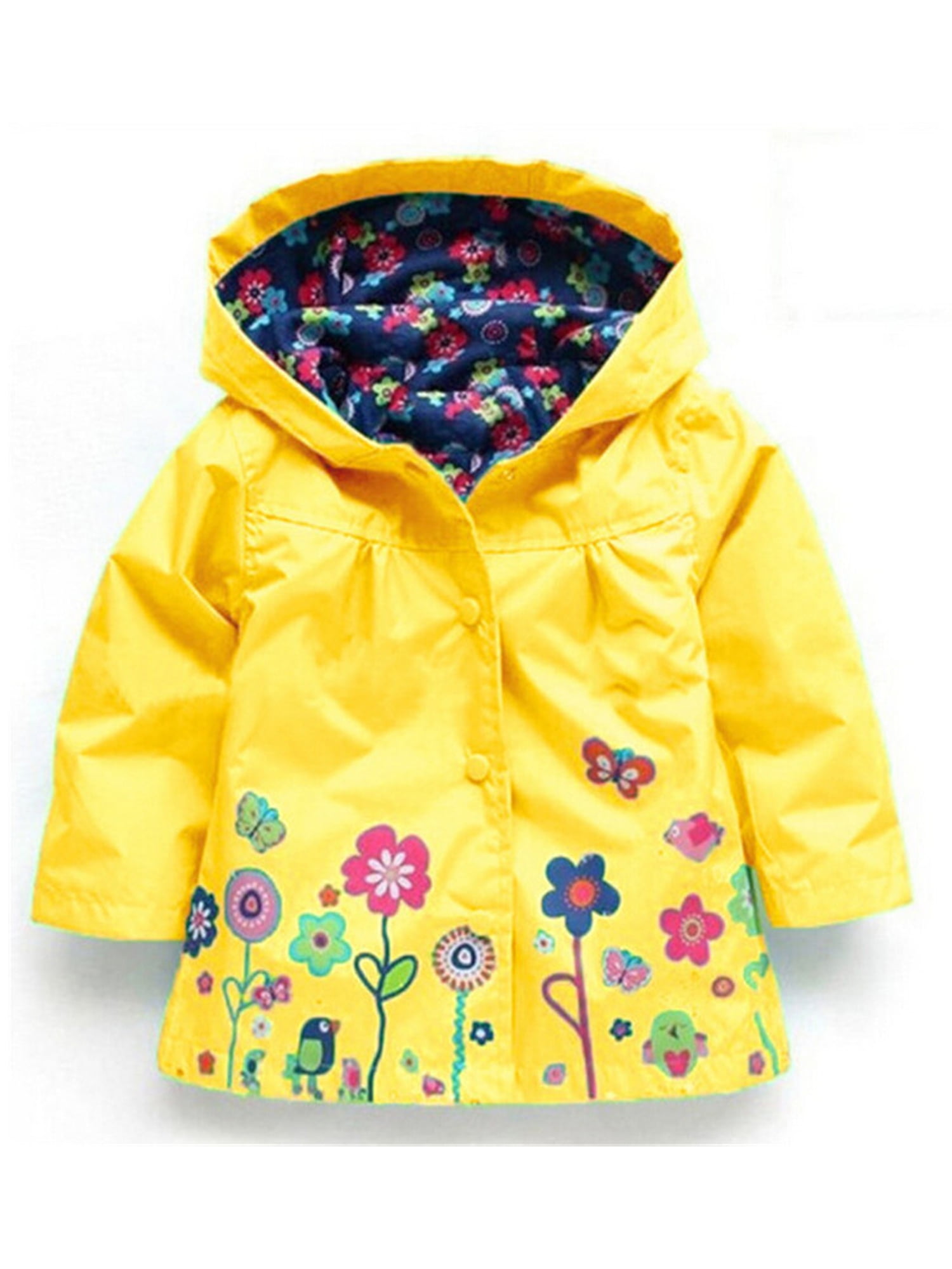 TOPGOD Little Girls Hoodie Jacket, Pretty Floral Button-Down Coat ...