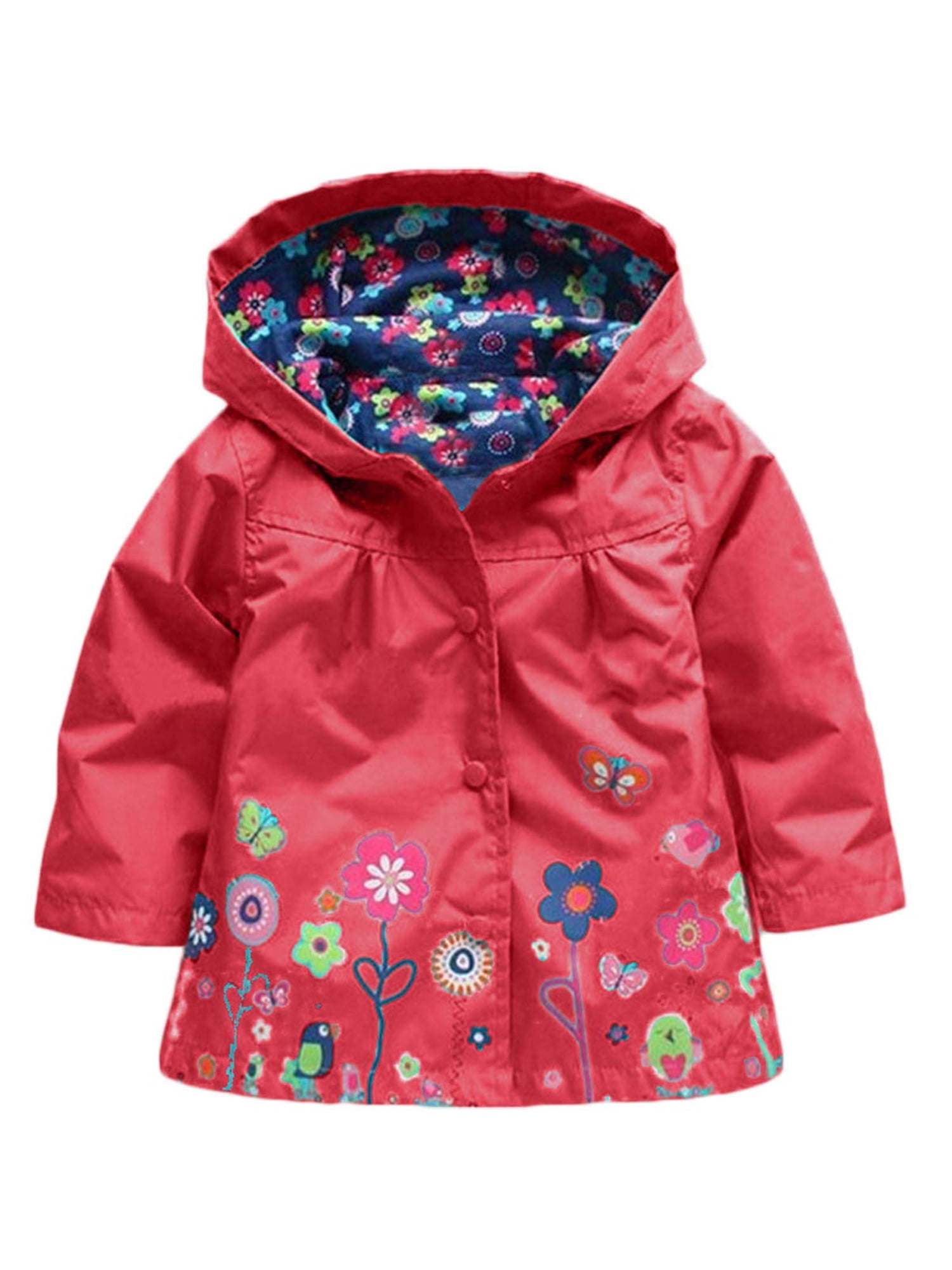 TOPGOD Little Girls Hoodie Jacket, Pretty Floral Button-Down Coat ...