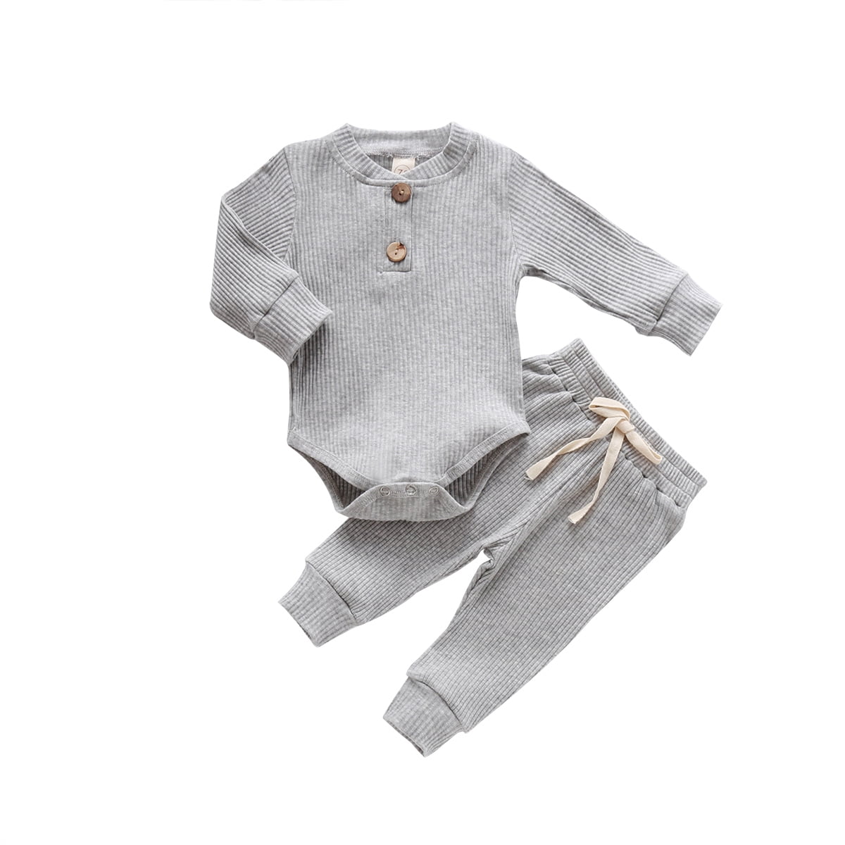 TOPGOD Newborn Infant Baby Boys Girls Fall Winter Clothes Ribbed Long ...