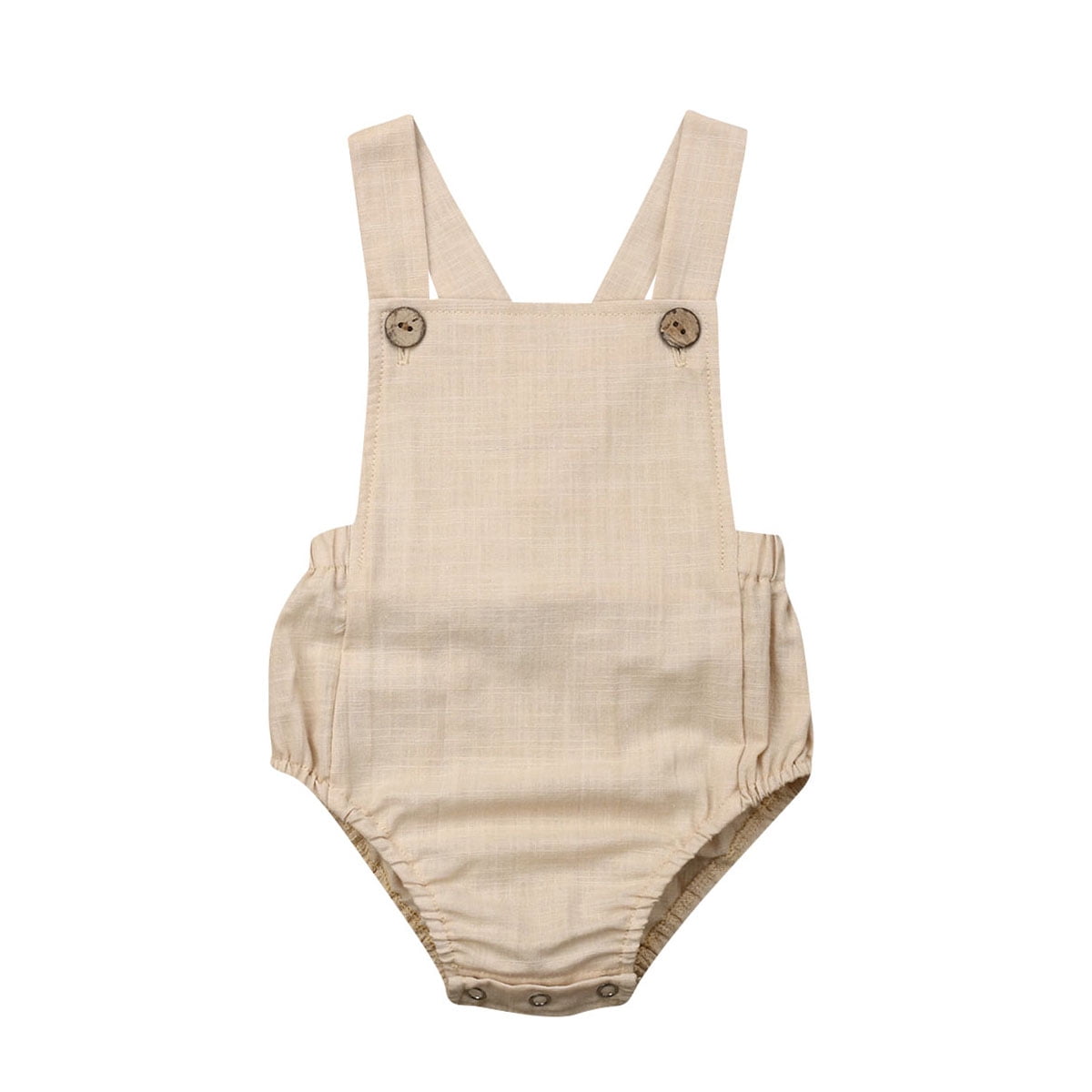TOPGOD Summer Baby Romper Strap Button Solid Color One-Piece Sunsuit ...