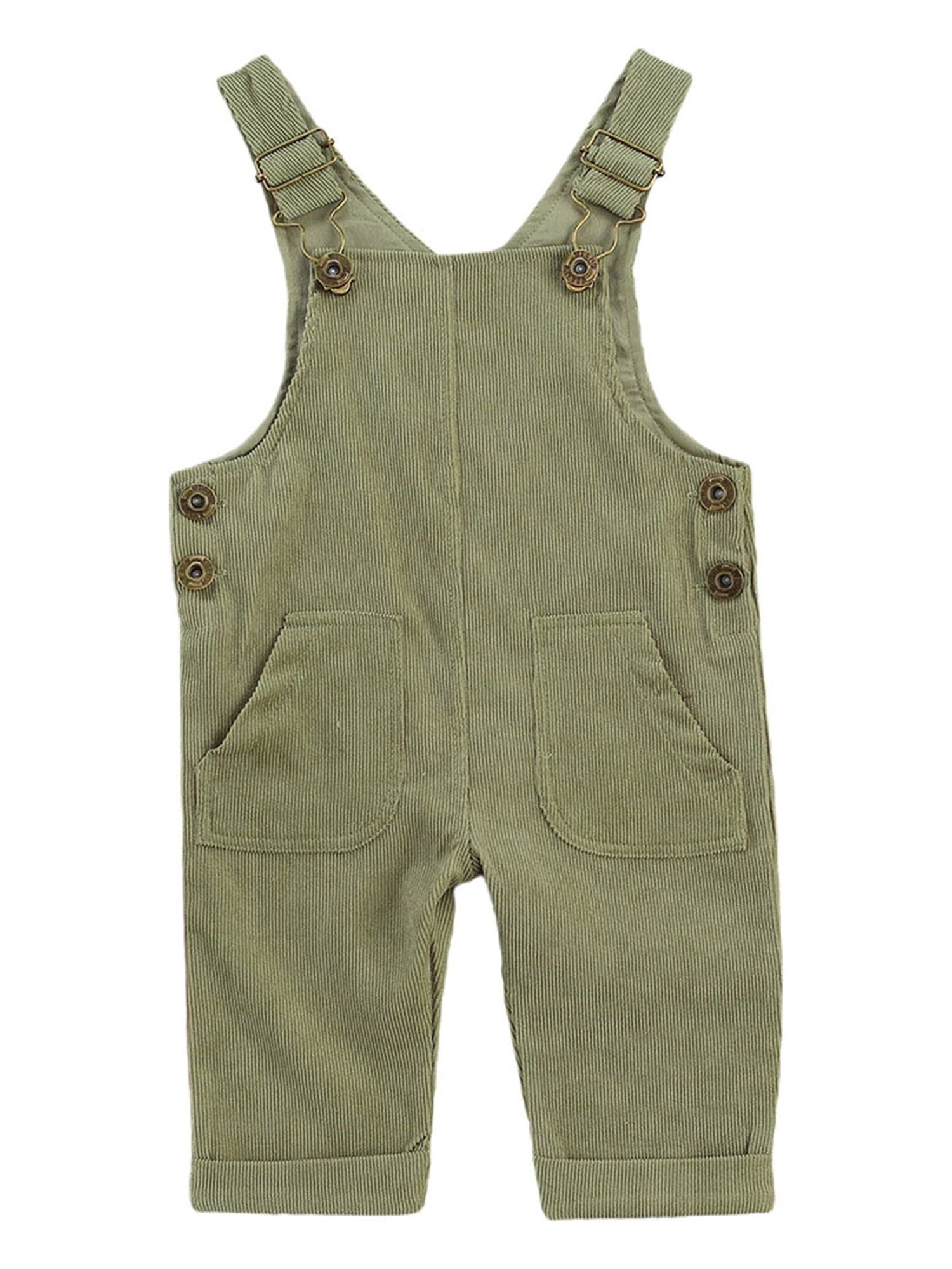 TOPGOD Toddler Baby Boy Girls Fall Suspender Overalls Solid Bib Corduroy Pants with Pockets One ...