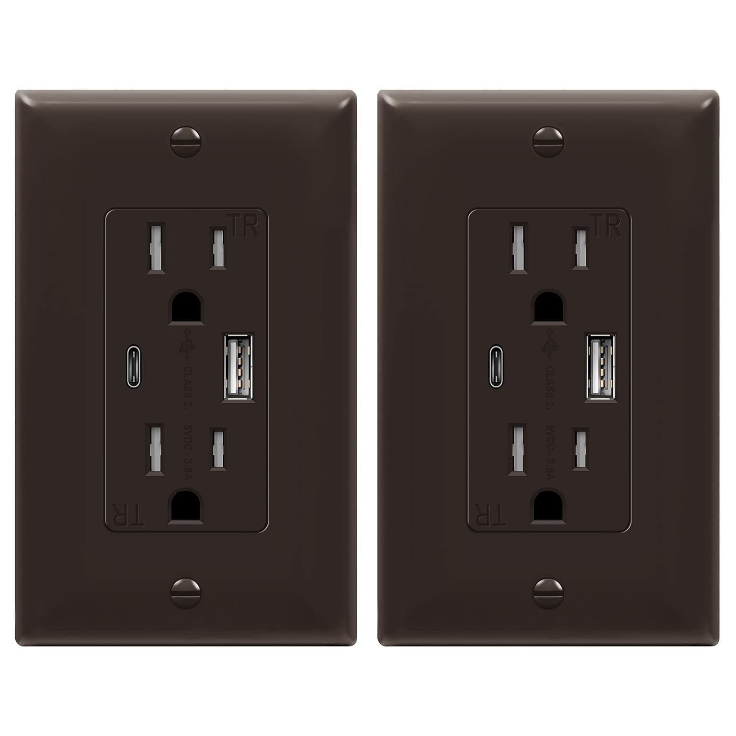 TOPGREENER 2-Port USB Outlet, Type C USB Wall Charger Outlet, 15 Amp TR ...