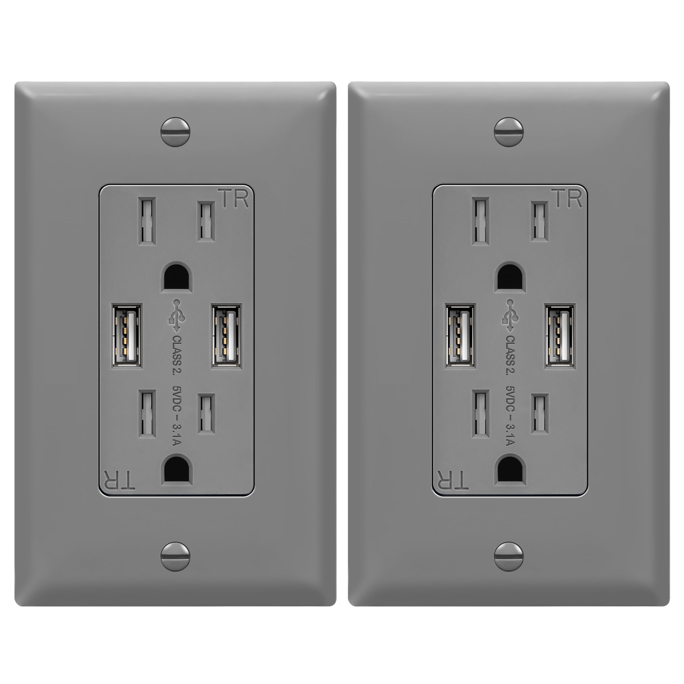 TOPGREENER 3.6A USB Wall Outlet Charger(Upgraded), 15A Duplex Tamper-Resistant Receptacles Plug ...