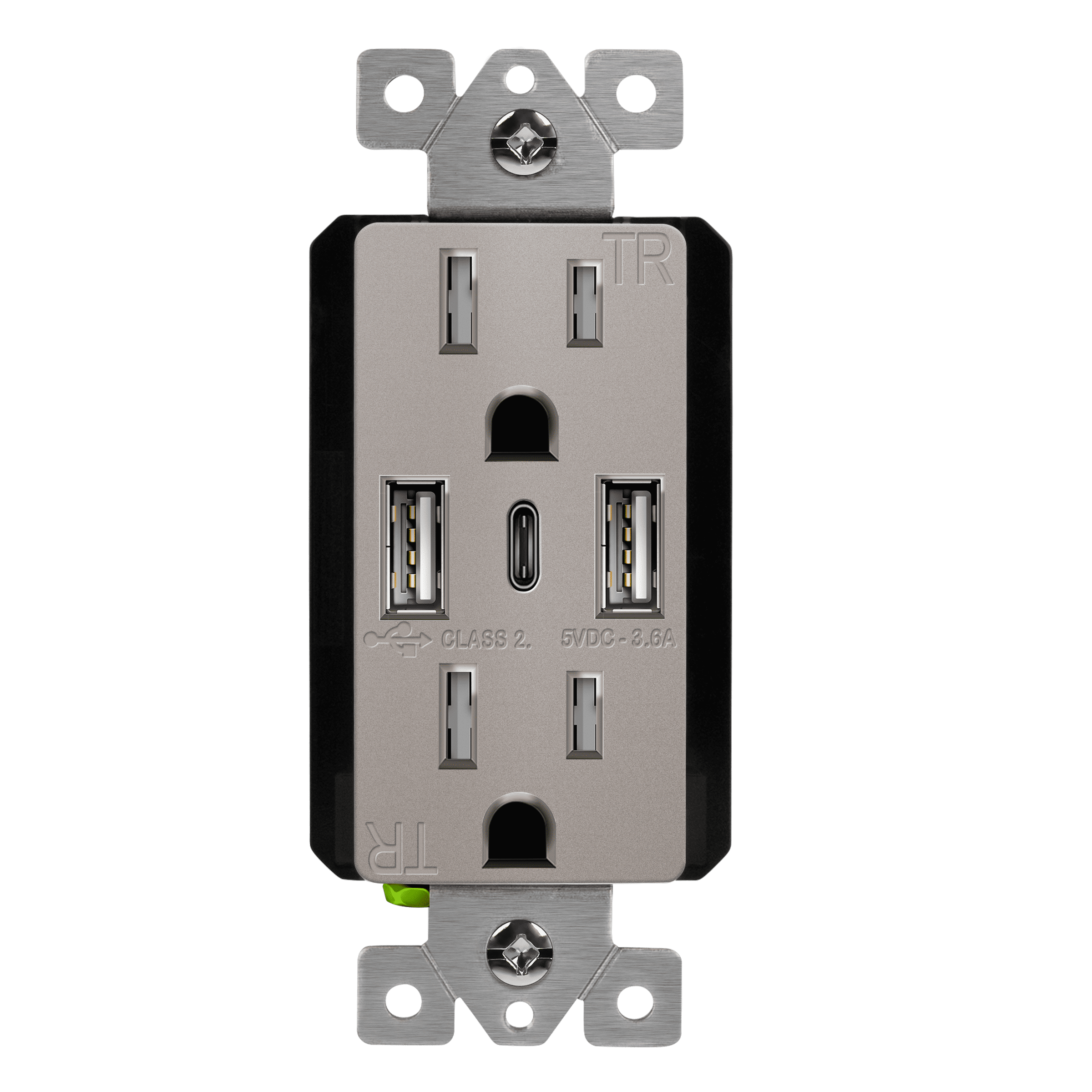 TOPGREENER 3-Port Type C USB Wall Outlet, 15 Amp Tamper-Resistant ...