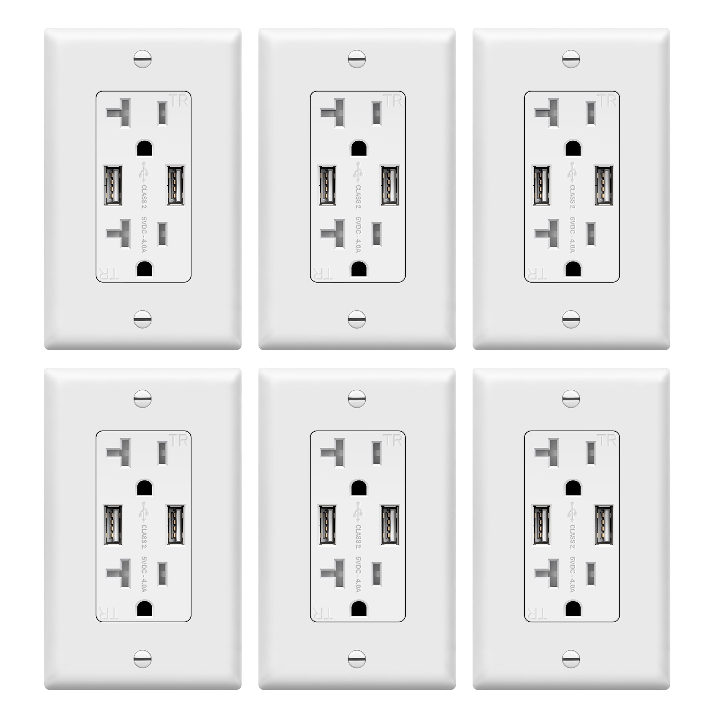 TOPGREENER 4A High Speed USB Wall Outlet, 20A Tamper-Resistant ...
