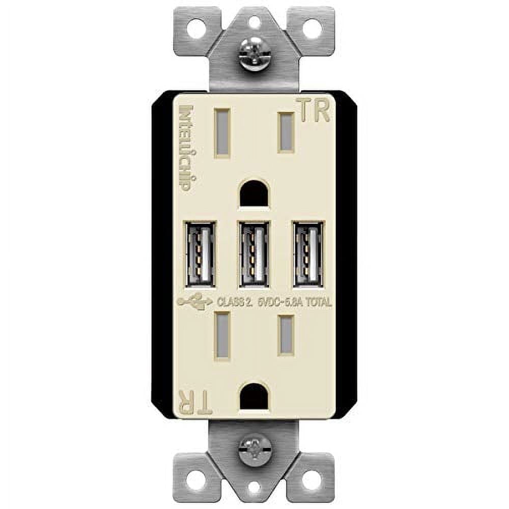 TOPGREENER 5.8A Ultra-High-Speed 3-Port USB Wall Outlet, 15A Tamper ...