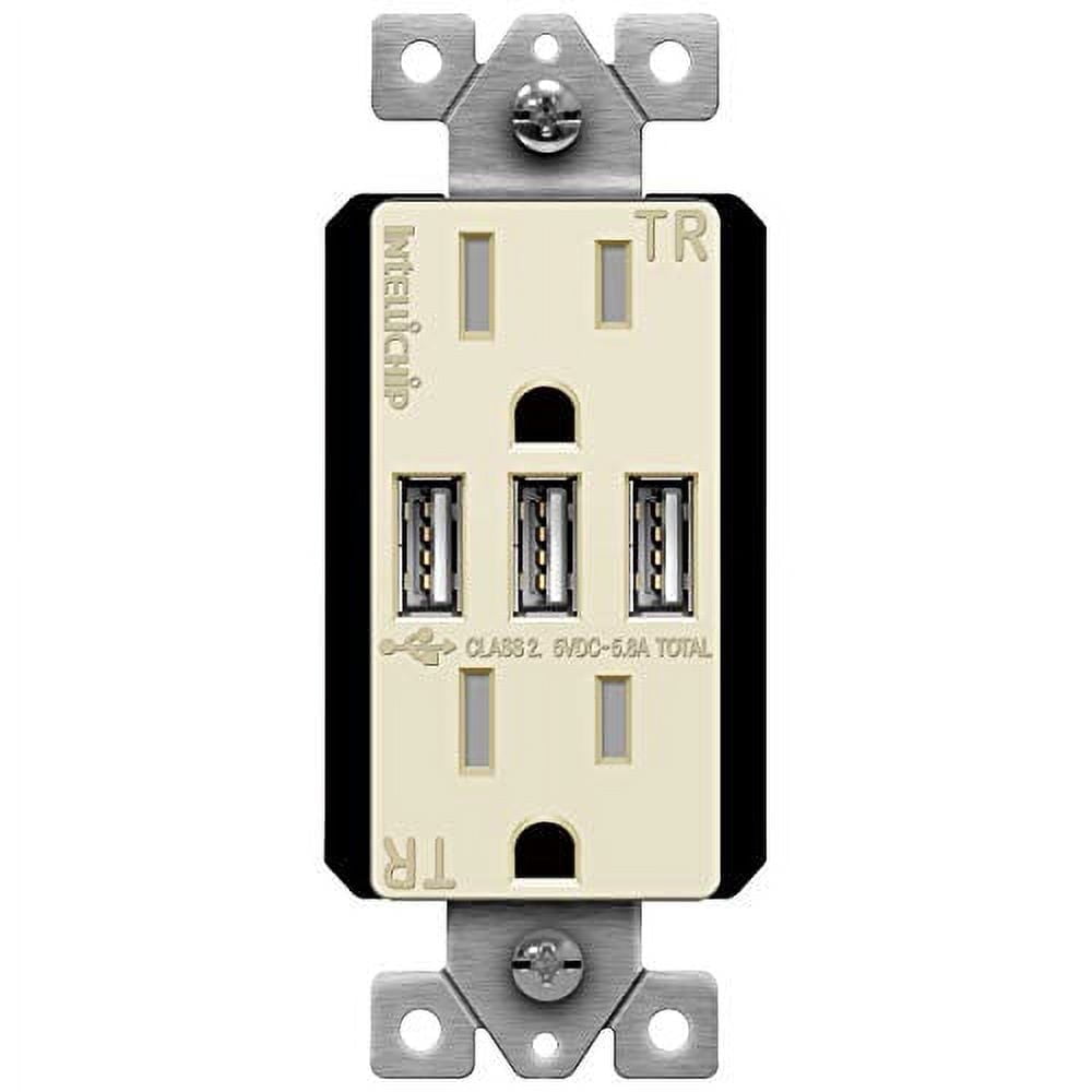 TOPGREENER 5.8A Ultra-High-Speed 3-Port USB Wall Outlet, 15A Tamper ...