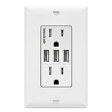 4.8A Ultra High Speed Dual USB Charger Outlet - 15A Tamper Resistant ...