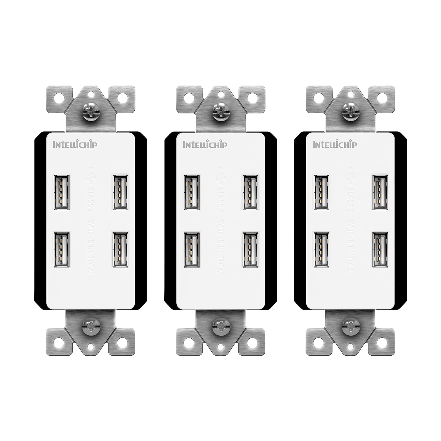 TOPGREENER 5.8A Ultra High Speed USB Quad 4-Port Wall Outlet 3-CT ...
