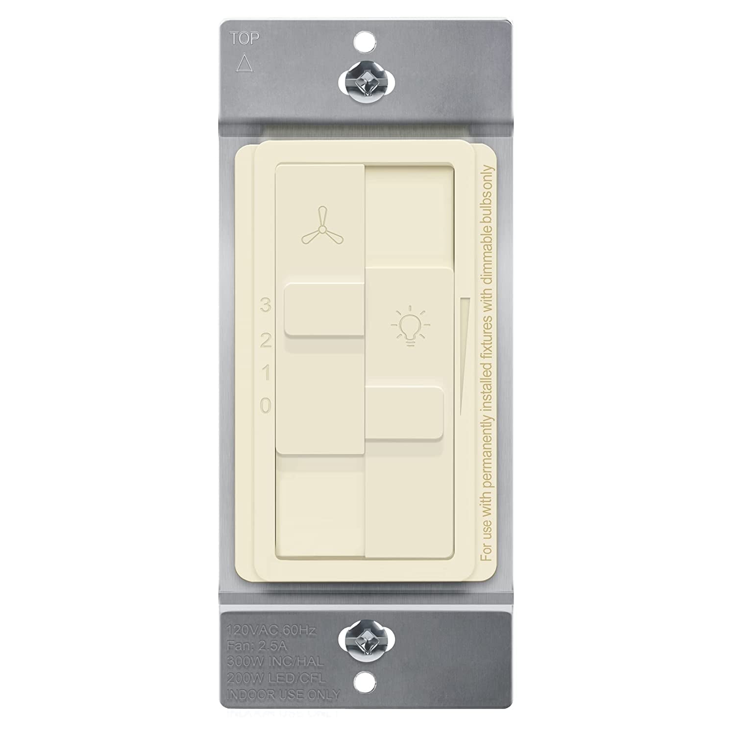 TOPGREENER Kalide Combo Dimmer Switch W/ 3-Speed Fan Control, Light and ...