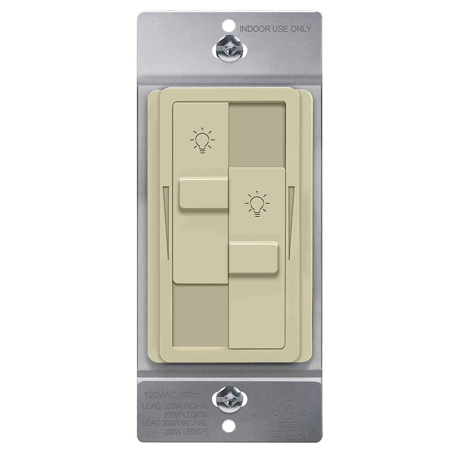 TOPGREENER Kalide Dual Load Dimmer Light Switch, Double LED Dimmer ...
