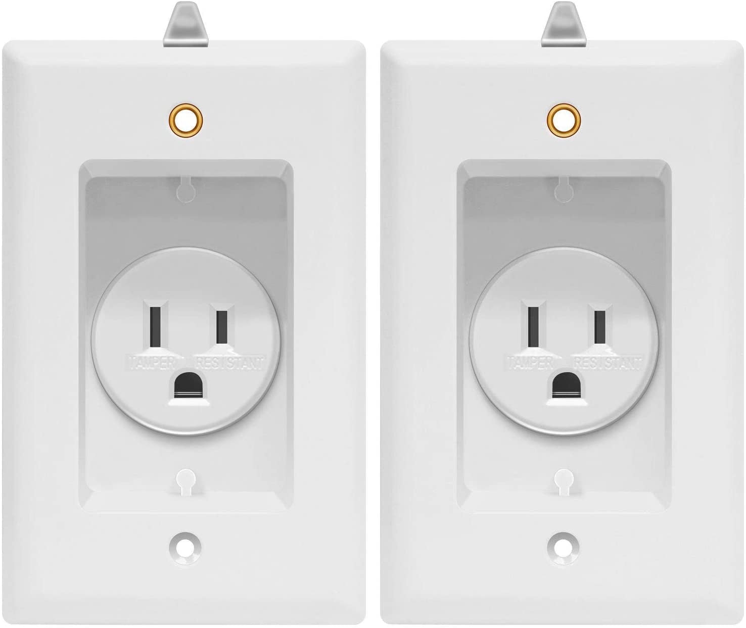 TOPGREENER Recessed Single Receptacle Outlet with Clock Hanger Hook ...