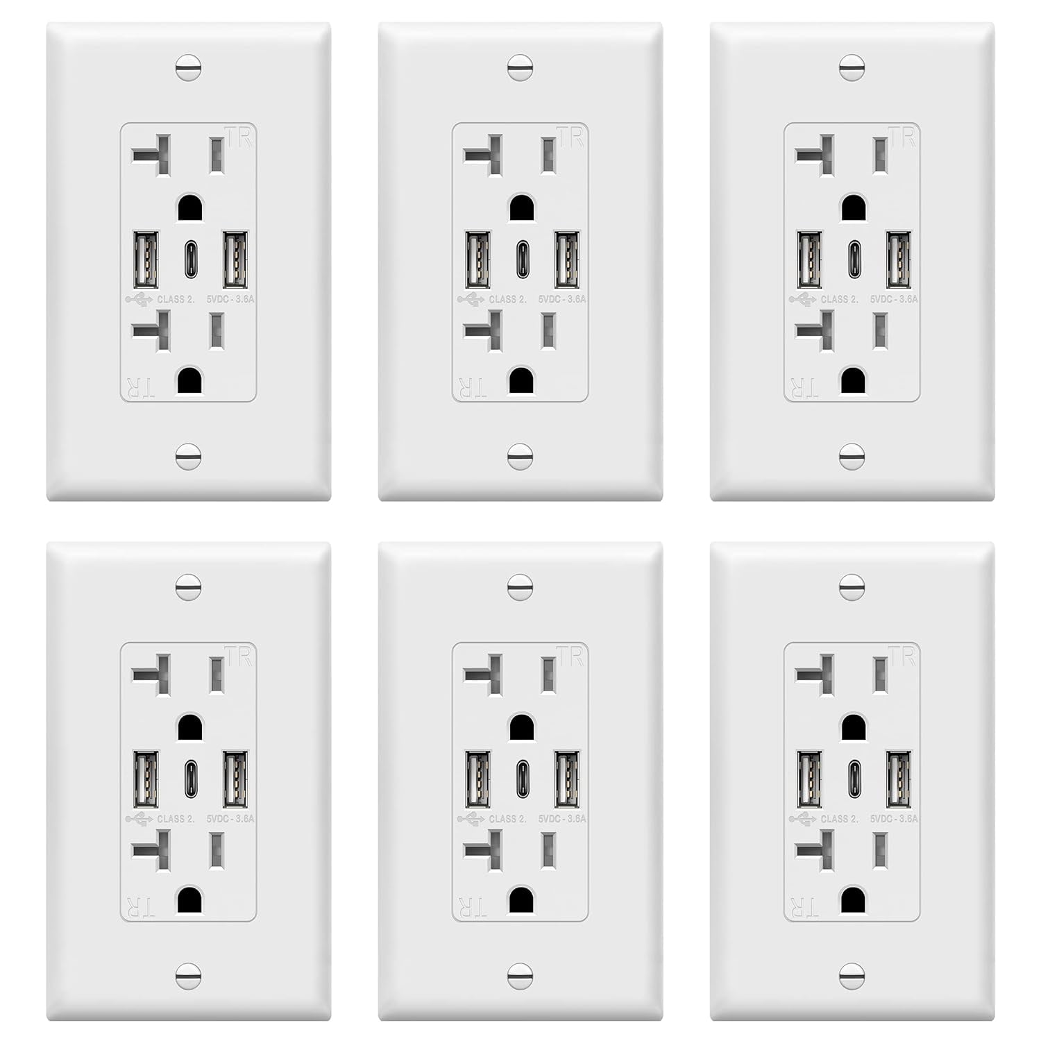 TOPGREENER USB Outlet, 3-Port Type C USB Wall Outlet, 20 Amp Tamper ...