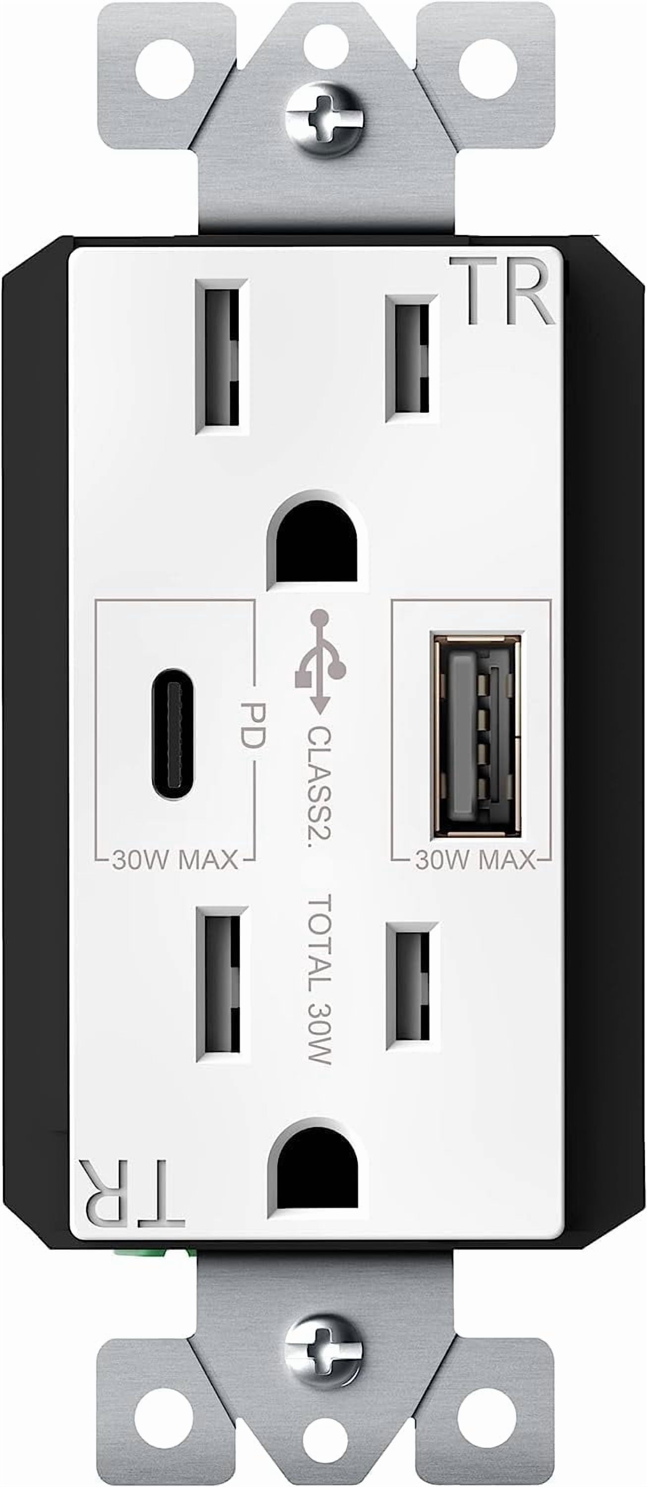 TOPGREENER USB Outlet, USB Type C Wall Outlet with 36W 𝐏𝐨𝐰𝐞𝐫 𝐃𝐞𝐥𝐢𝐯𝐞𝐫𝐲 ...