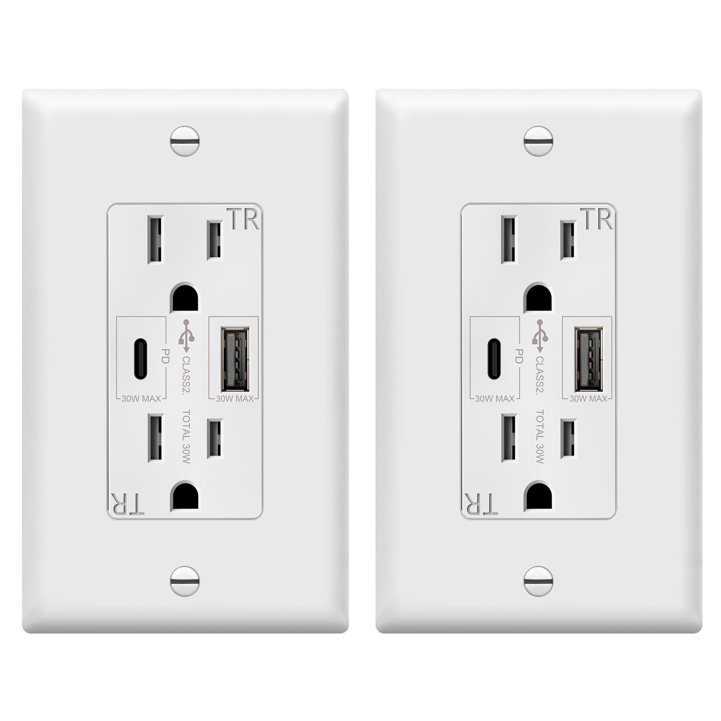 TOPGREENER USB Outlet, USB Type C Wall Outlet with 30W Power Delivery ...