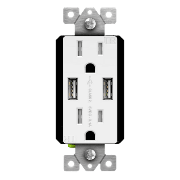 Leviton R02-T5632-0BW 15 Amp White USB & Receptacle Combination Outlet ...
