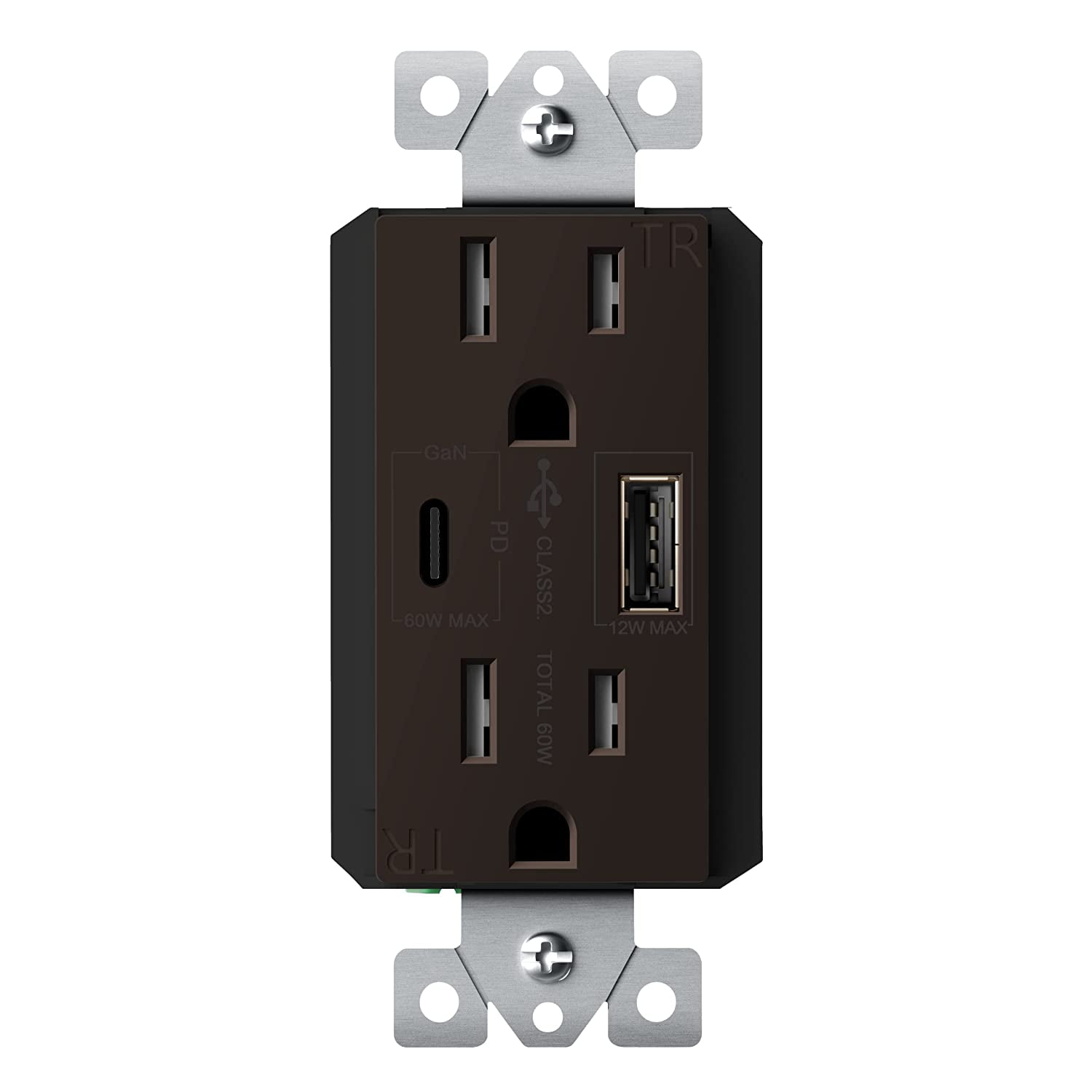 TOPGREENER USB Wall Outlet, Type C / A Ports, 60W Power Delivery, 15A ...