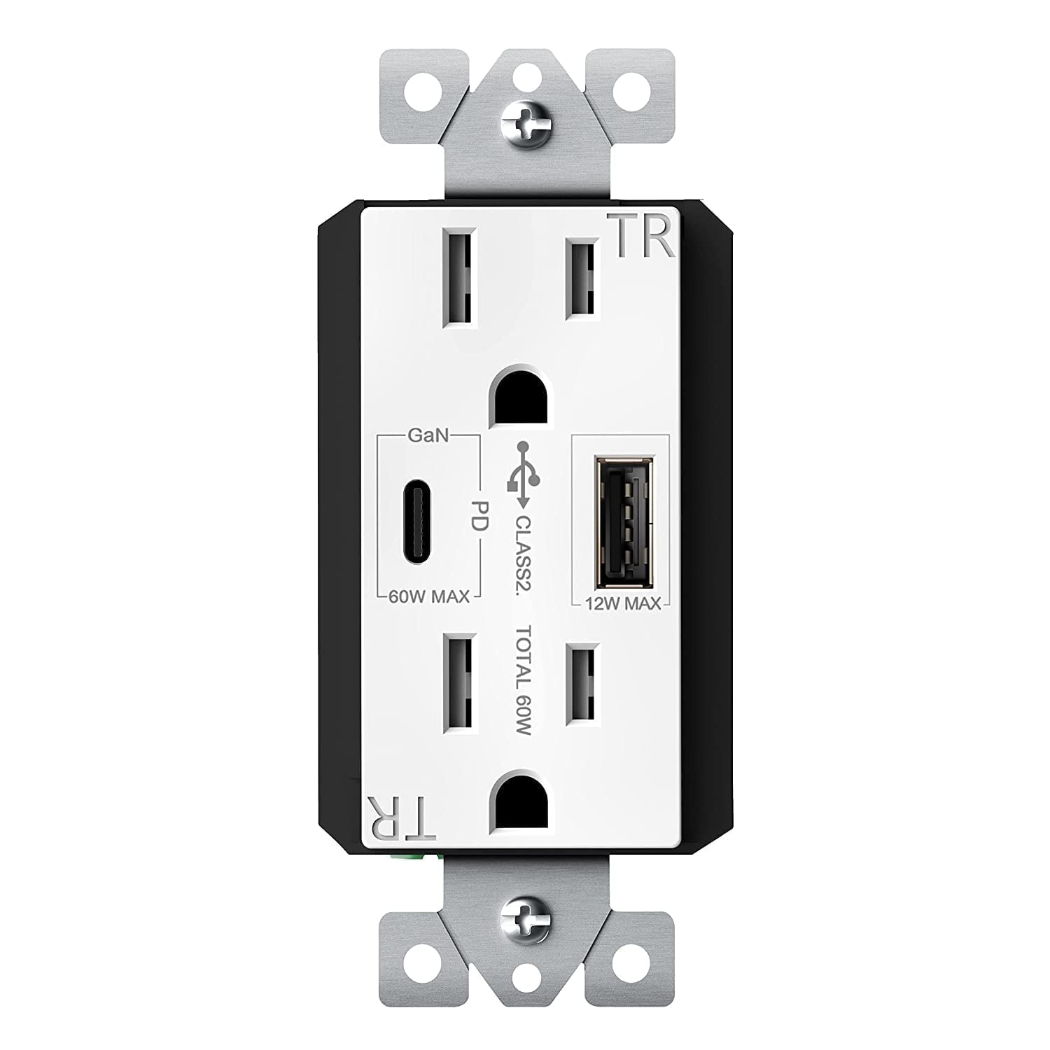 TOPGREENER GaN PD USB Outlet, Type C Wall Outlet Up to 65W Power ...