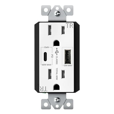 Wall Outlet with 20W Fast Charging, Type-C & Type-A Dual Ports USB ...