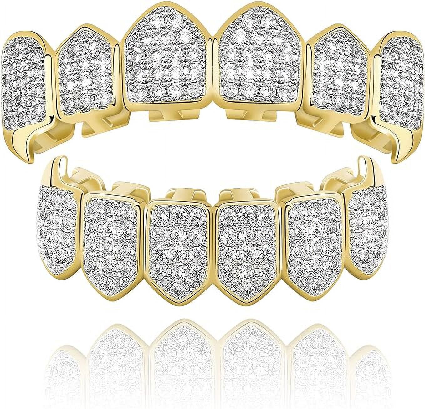 TOPGRILLZ Diamond Grills for Your Teeth Women 18K Gold Plated Fully ...
