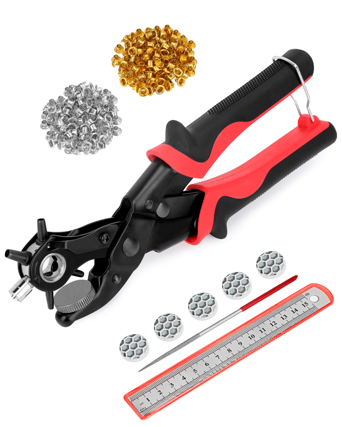 6 Sized 9" Heavy Duty Leather Hole Punch Hand Pliers Belt Holes Punches ...