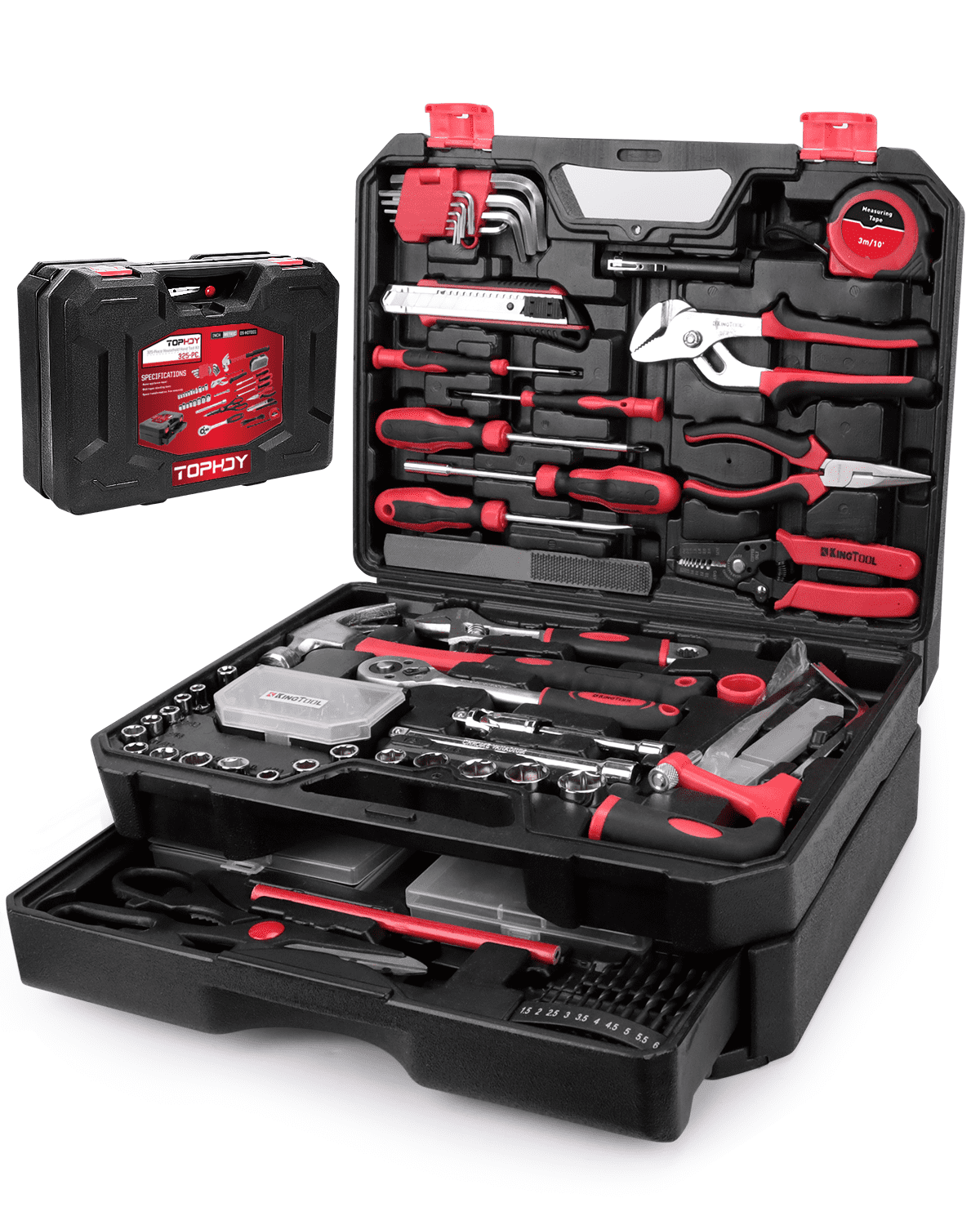 TOPHDY 325 Piece Home Tool Kit, Home Repair Tool Set, Toolbox Storage ...