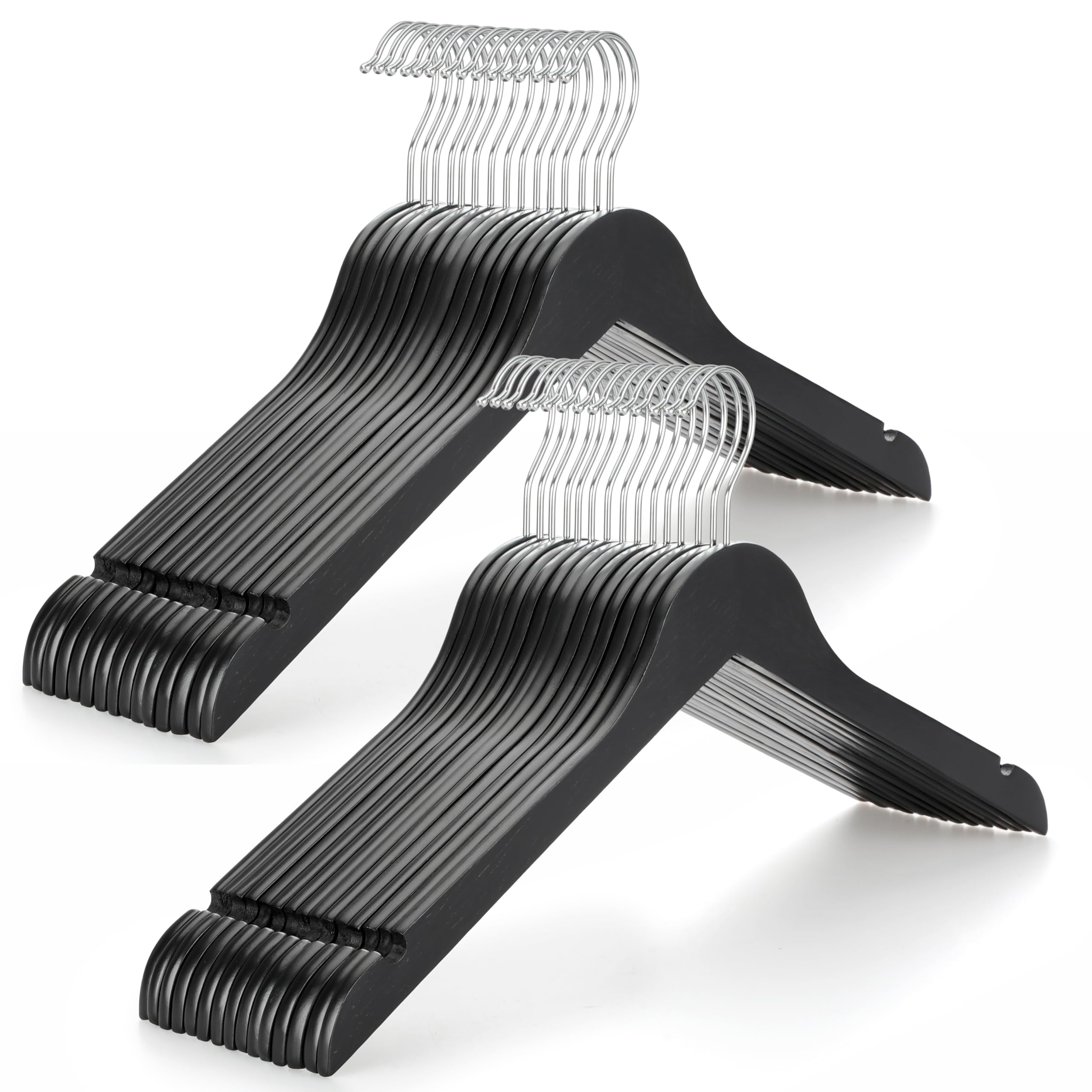 TOPIA HANGER Wooden Hangers 30 Pack, 0.28-inch Slim & Durable Clothes ...