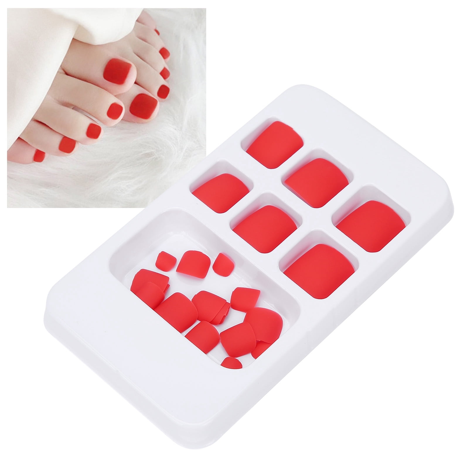 TOPINCN 24 Pcs Solid Color False Toe Nails Short Fake Toenails ...