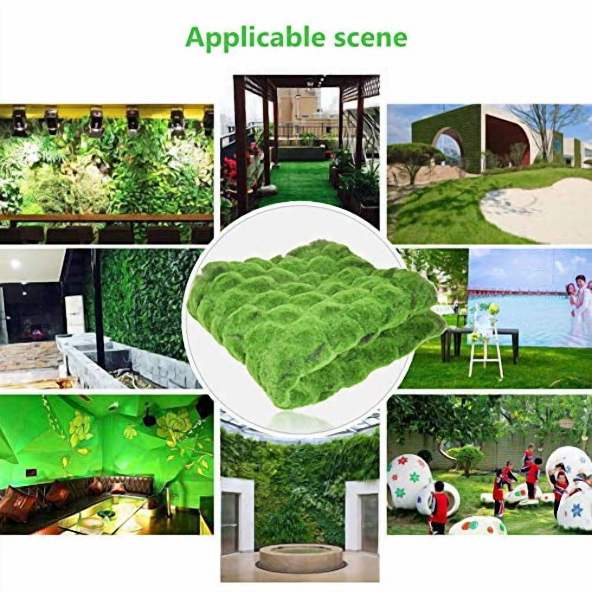 TOPINCN Artificial Moss Mat, Fake Grass Rug Artificial Green Lawn Straw ...