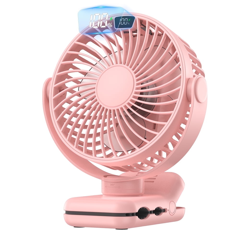 TOPK 5000mAh Rechargeable Clip-On Fan, Portable Table Fan with 4 Speeds ...