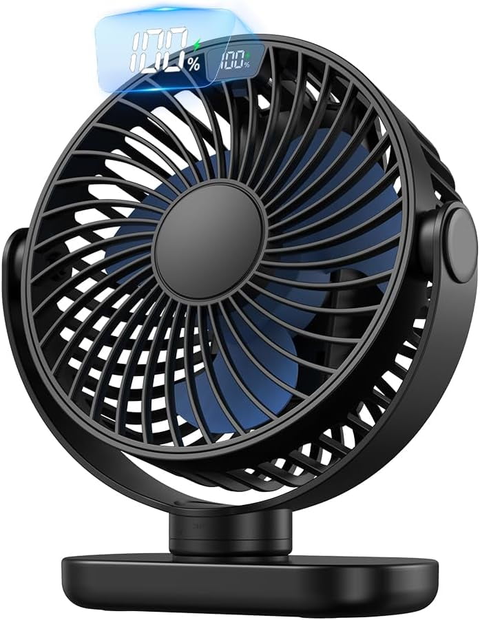 TOPK Desk Fan Battery Rechargable Fan,5000mAh Desktop Fan,Table Fan ...
