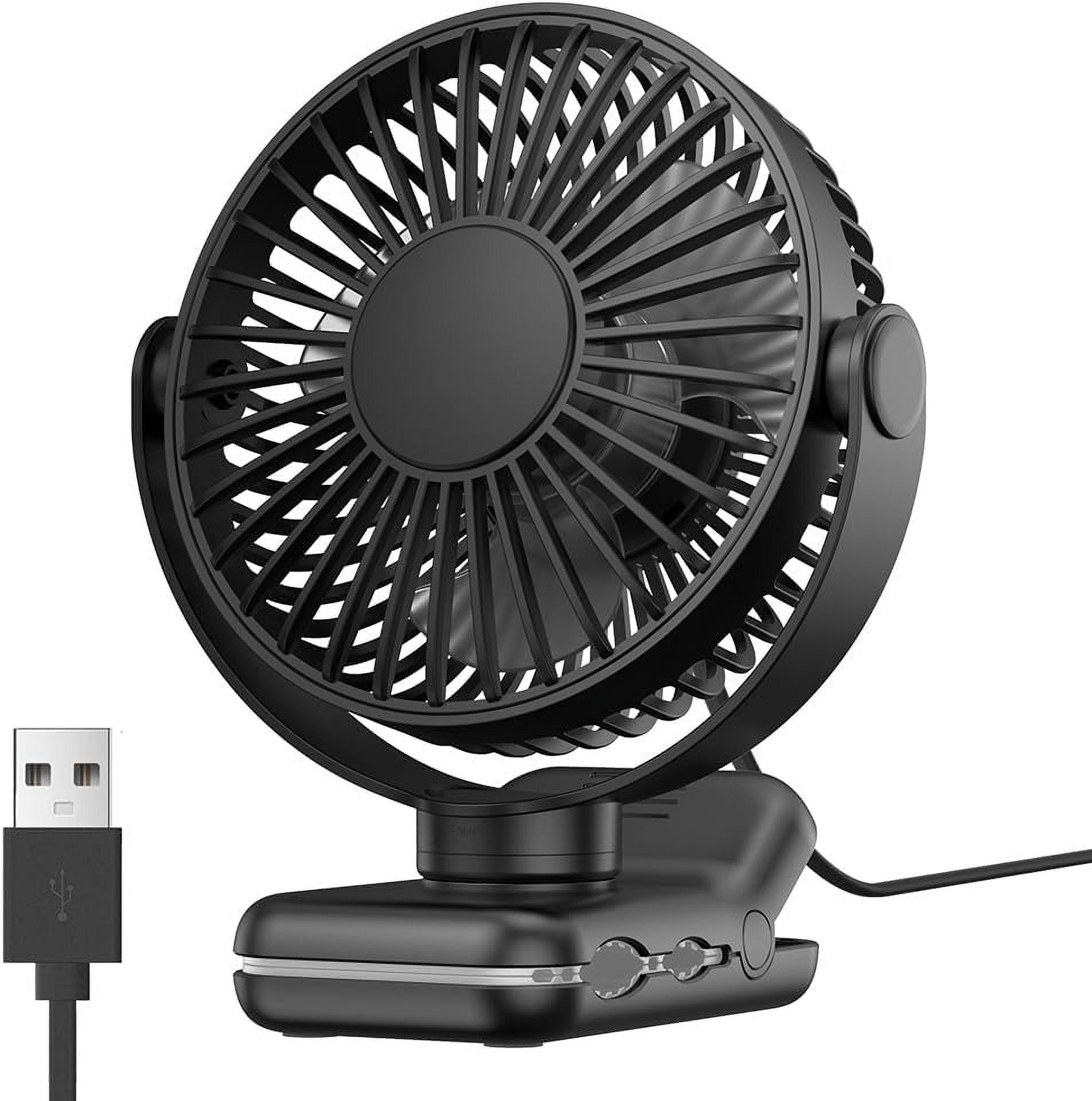 TOPK USB Clip on Fan, Small Clip Fan, USB Table Fan with 3 Speeds ...