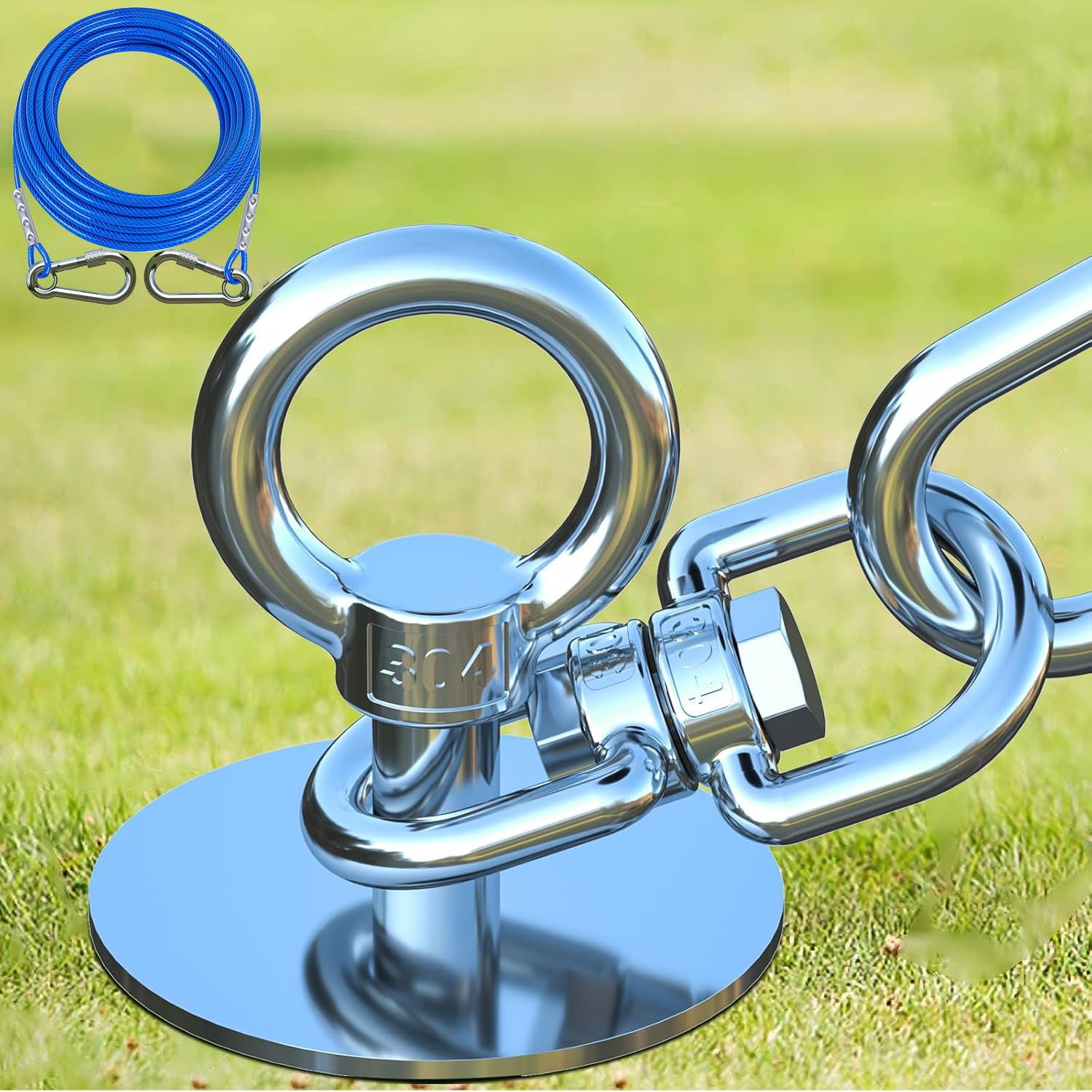 TOPKNOT Dog Tie Out Cable and ATT1Stake,with 30FT Heavy Duty Cable,360 ...