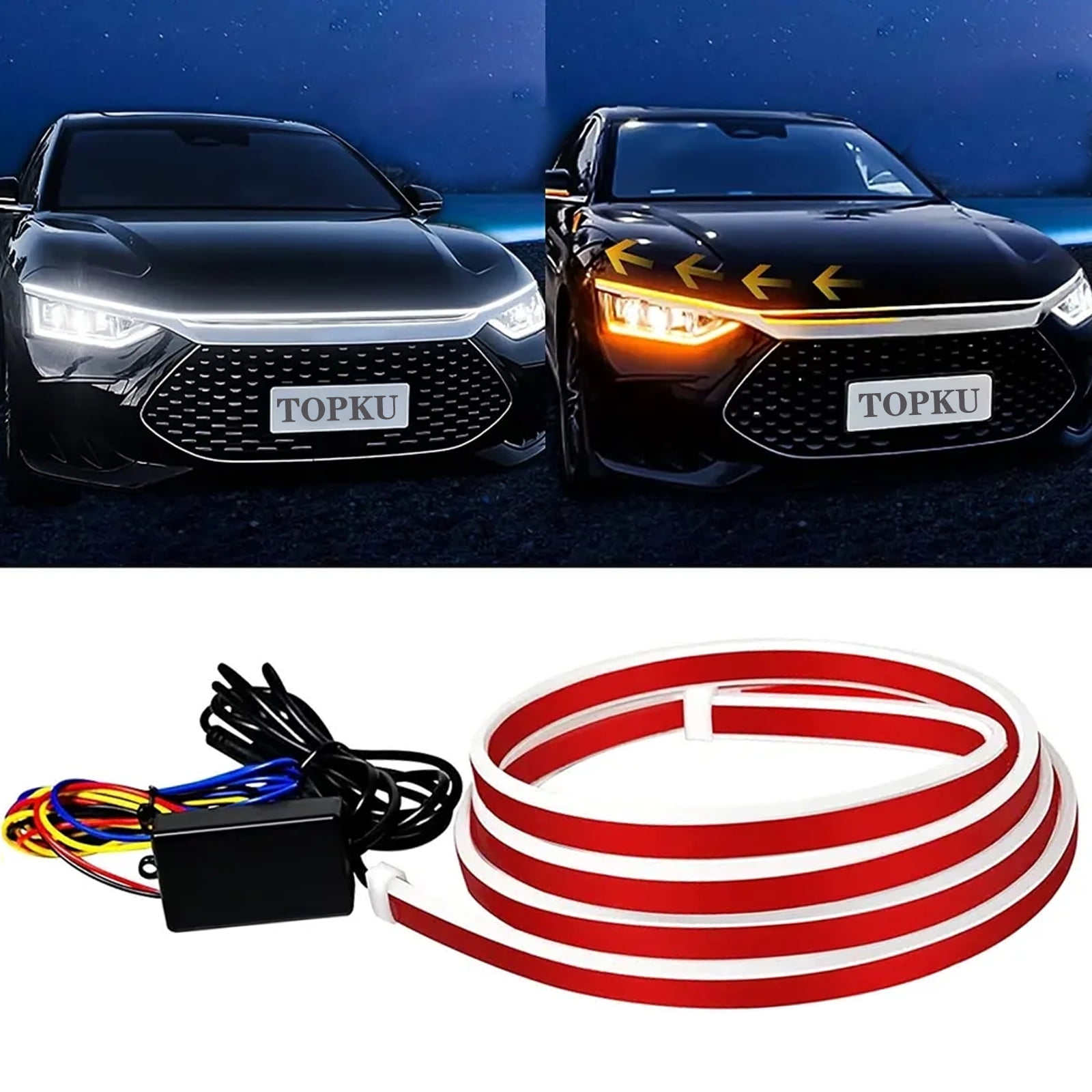 TOPKU 70" LED DRL Car Daytime Running Light 12V Flexible Waterproof ...