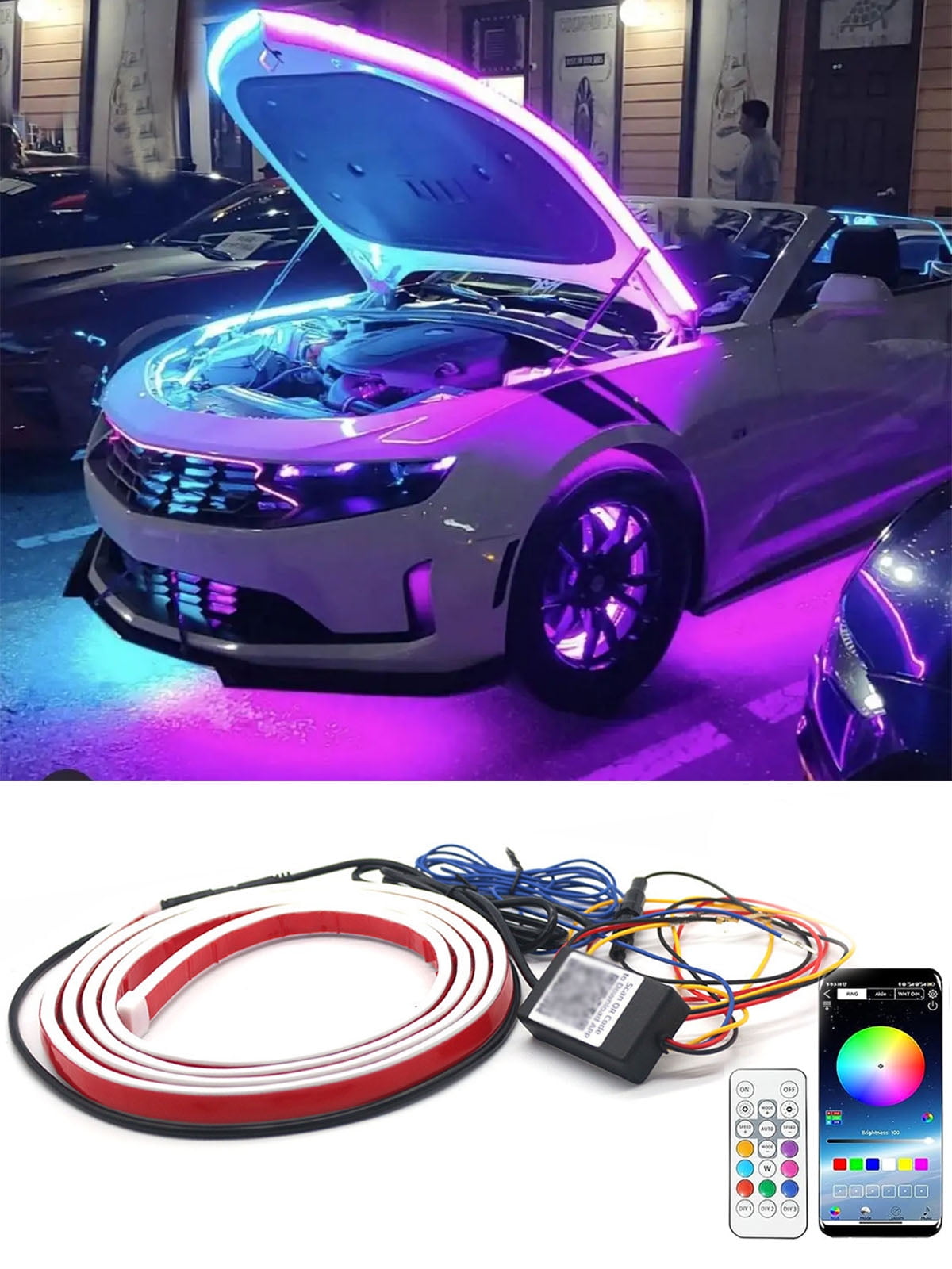 TOPKU® Car LED Strip Lights, 70" 200 Modes LED Exterior Lights Strip ...