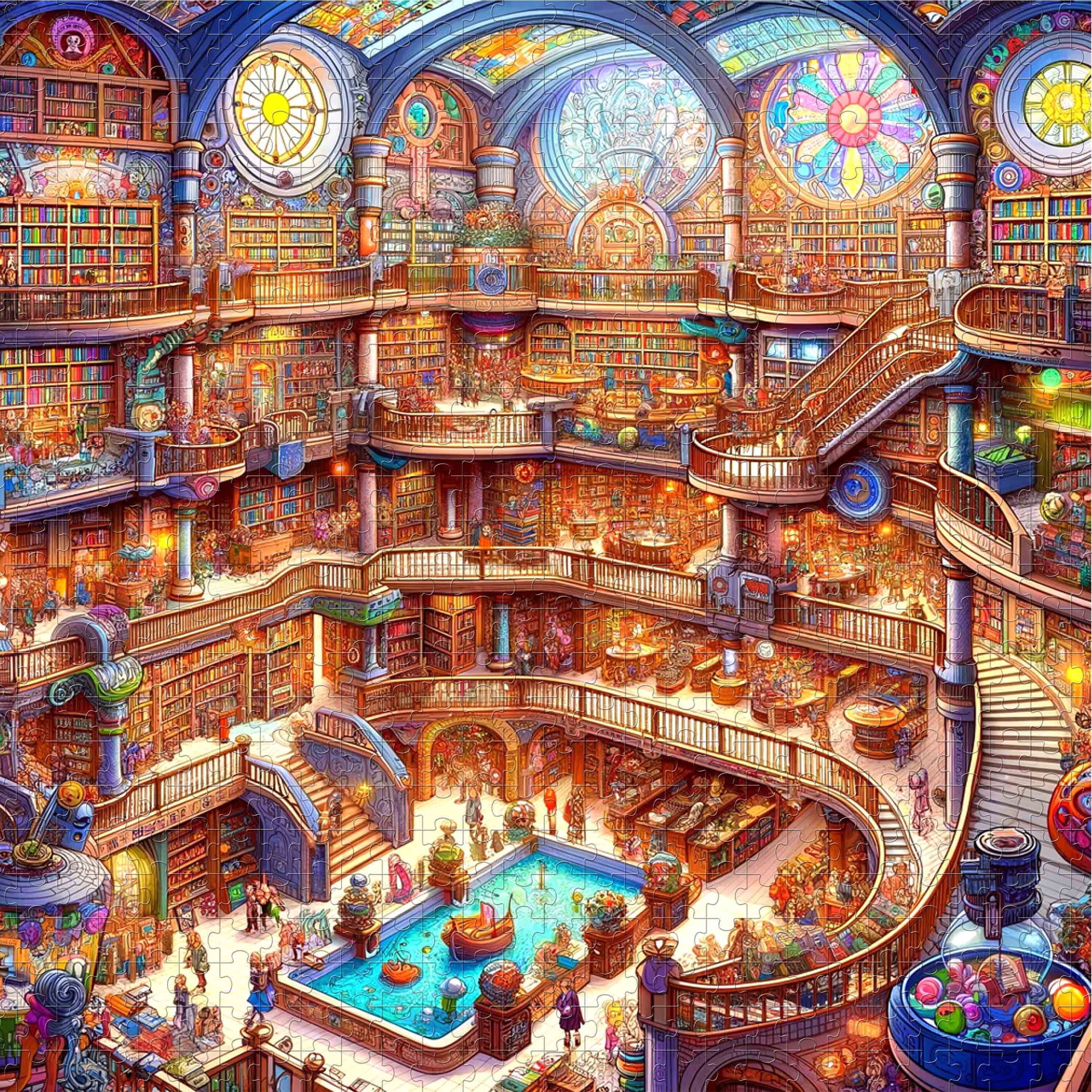 TOPLAYFUN Wooden Jigsaw Puzzles for Adults 1000 Pieces - Library ...