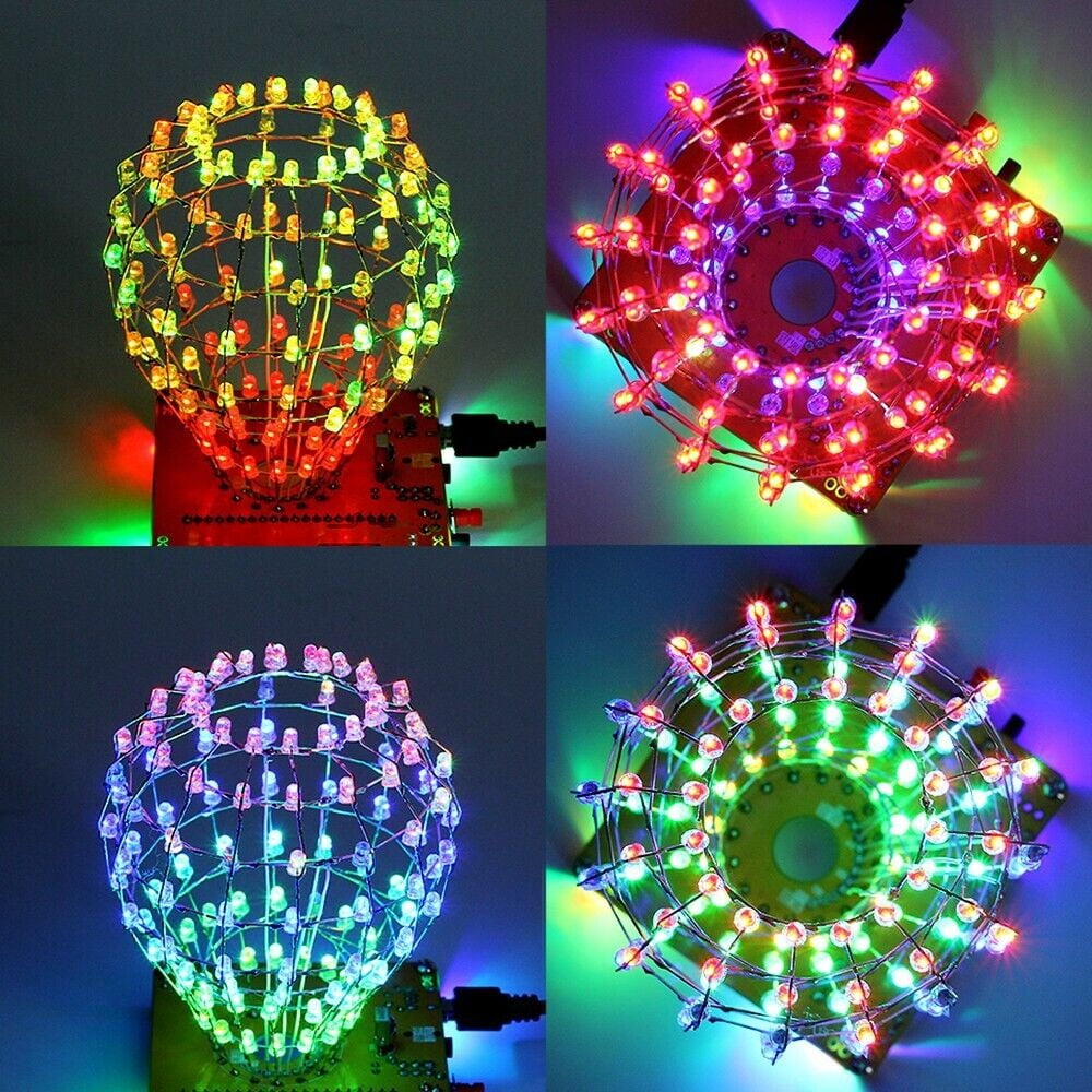 TOPMAO LED Cubic Ball DIY Kit 3mm RGB LED Light Cube Cubic Ball Creative Electronic Kit ...