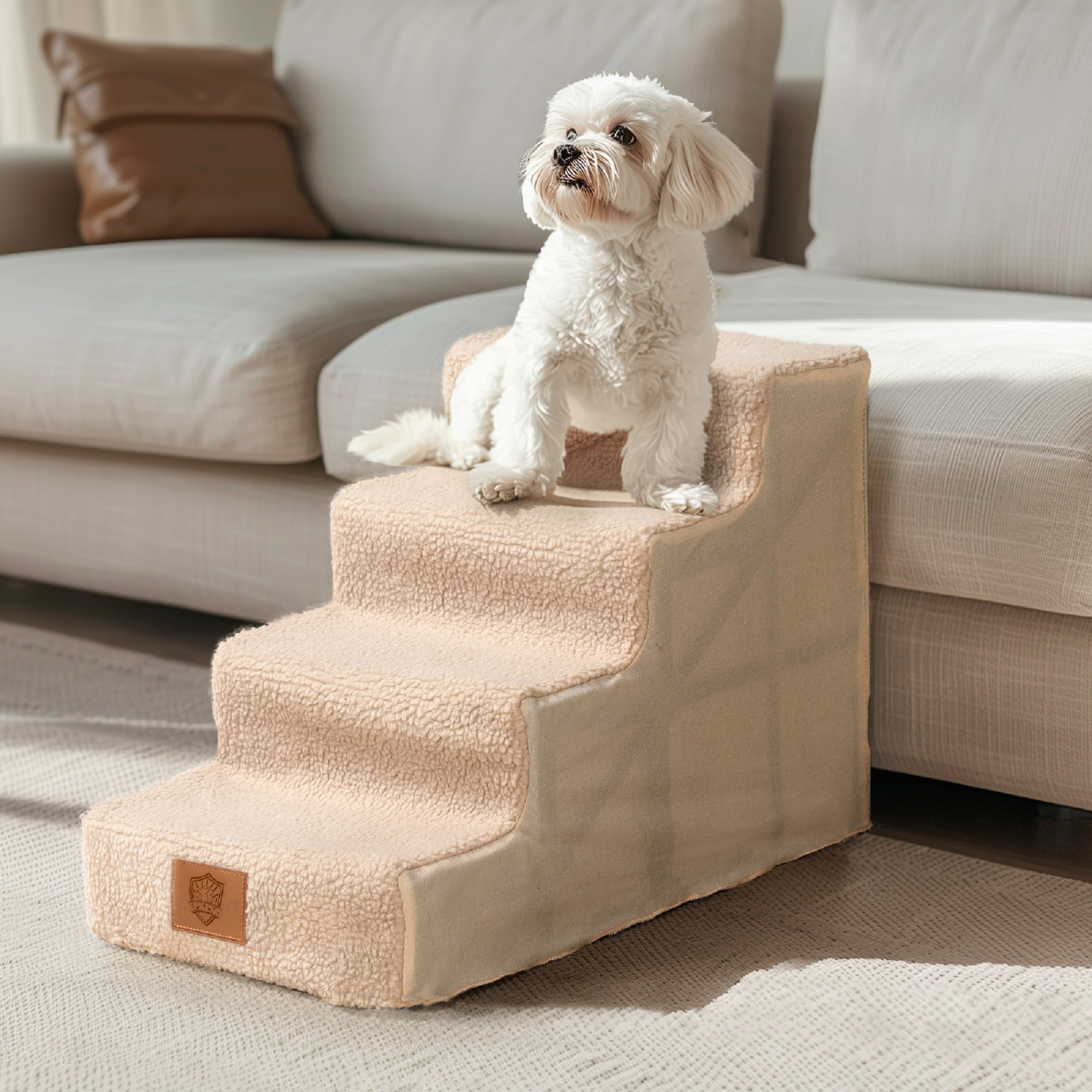 TOPMART 4 Step Dog Stair for High Beds,Non-Slip Plastic Pet Step for ...