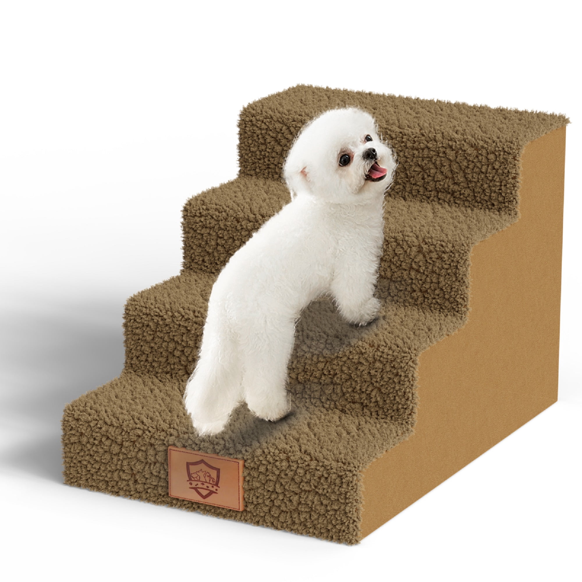 TOPMART Widen Dog Stair for High Beds,4 Step Pet Step for Dogs and Cats ...