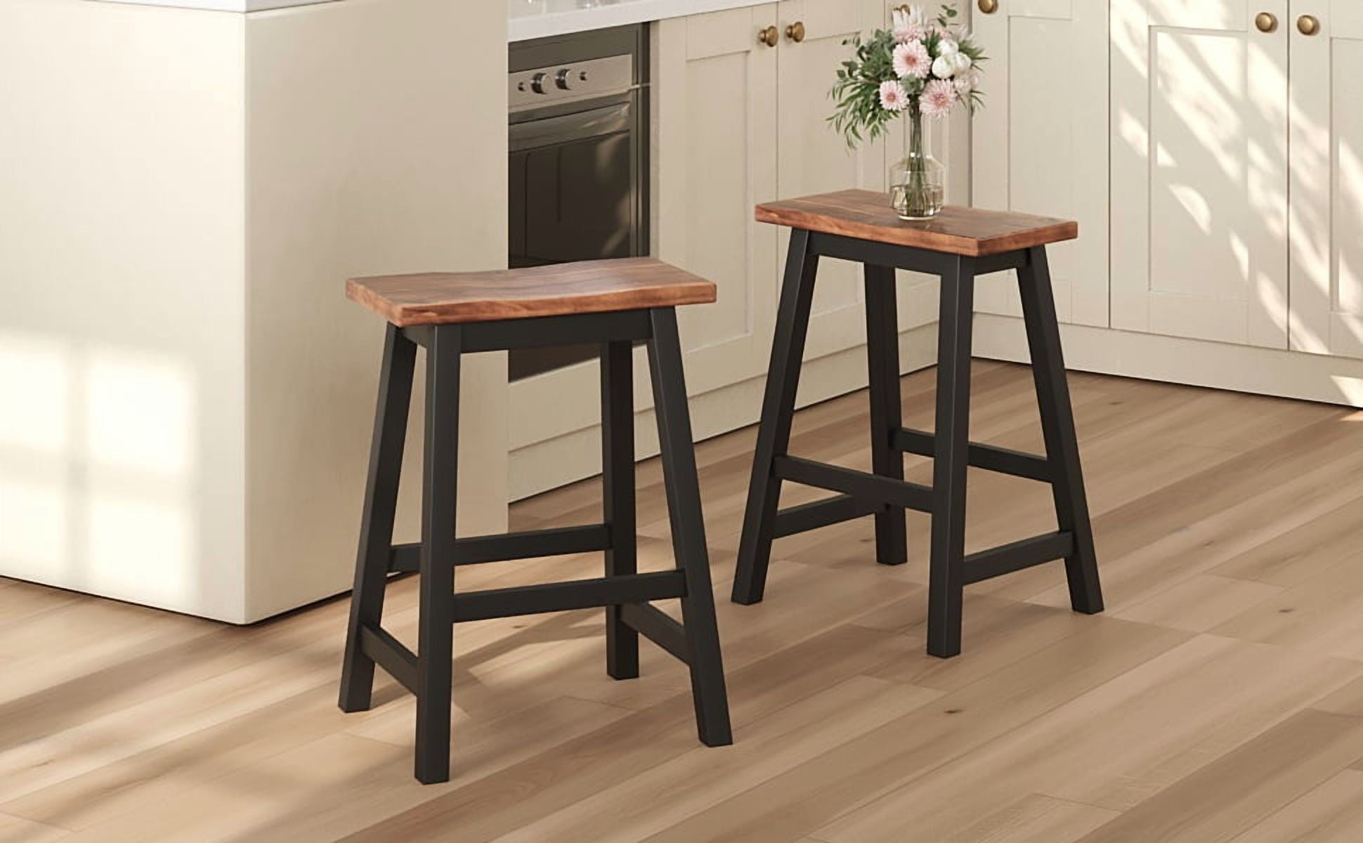 TOPMAX Farmhouse Rustic Counter Height Stools (2-pc) - Solid Rubberwood ...