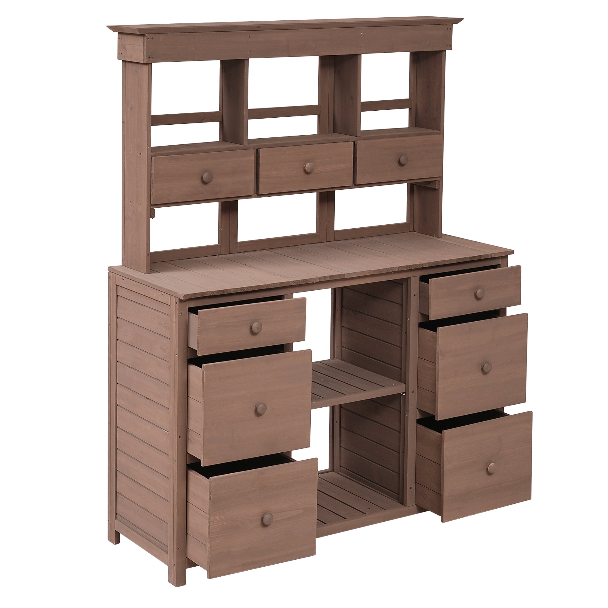 TOPMAX Garden Potting Bench Table, Rustic and Sleek Design with ...