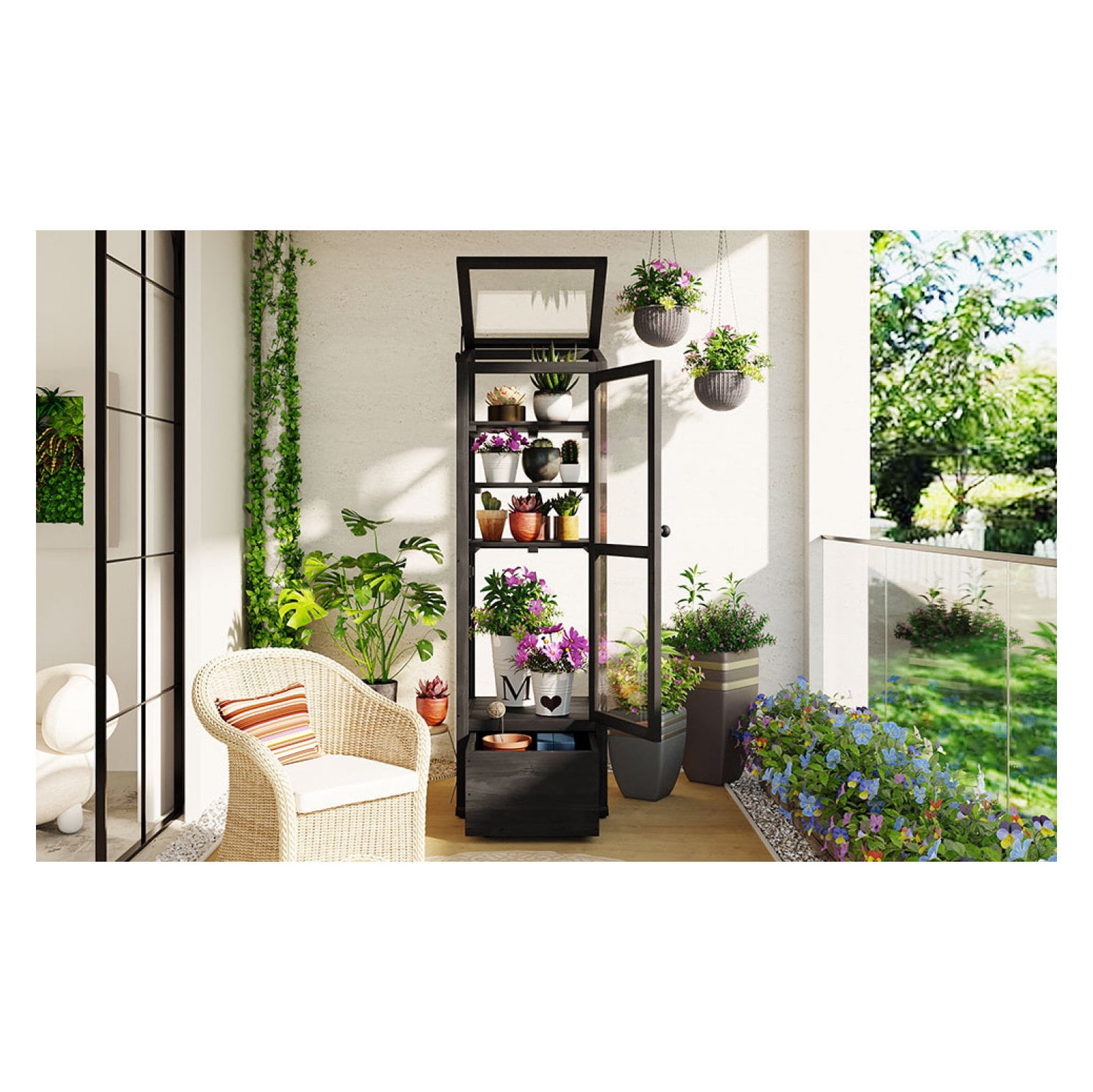 TOPMAX Mini Greenhouse 62.4" Wood Cold Frame, Portable Outdoor Indoor ...